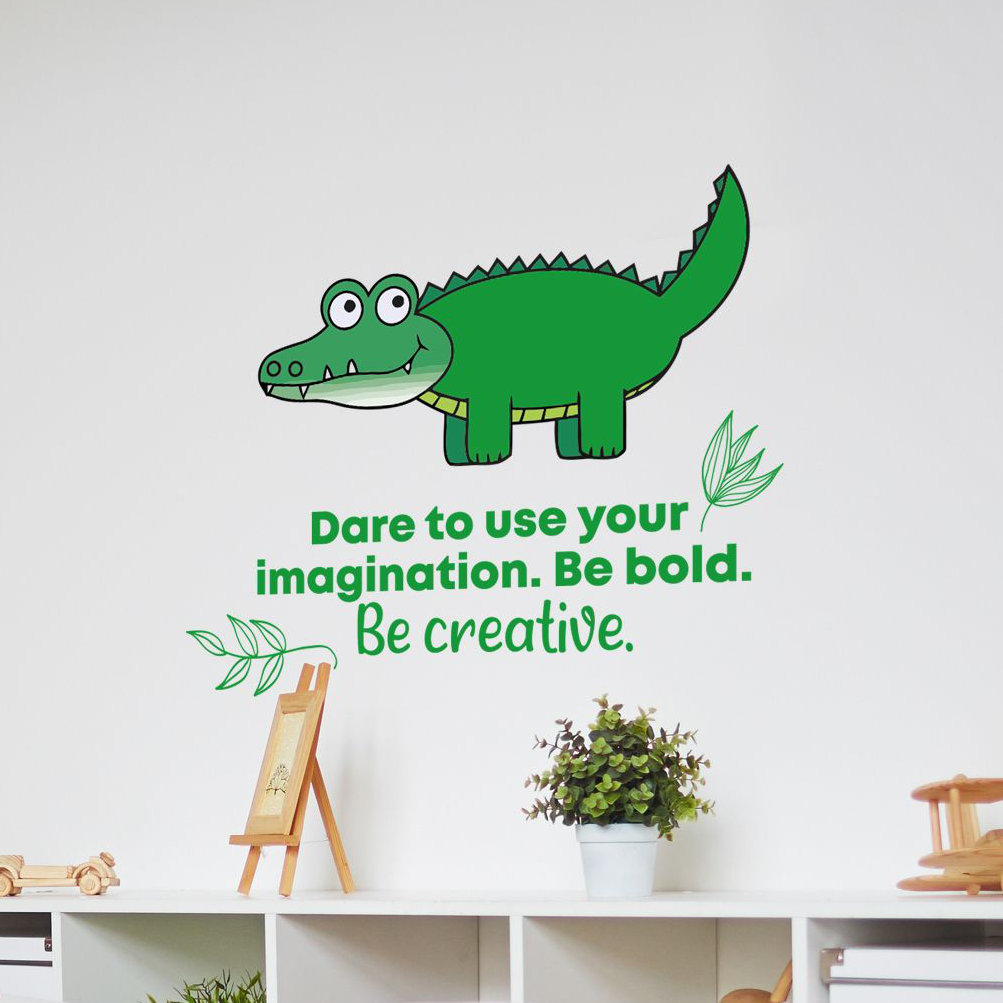 Zoomie Kids Be Bold Crocodile Animal Life Cartoon Quotes Decors Wall ...