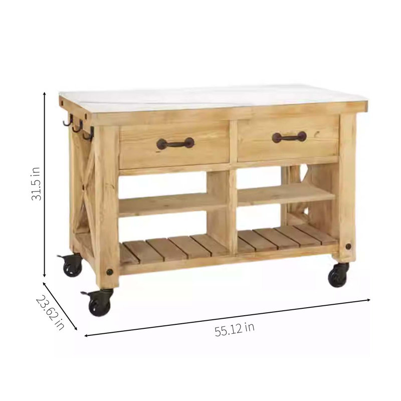 Hart Enjoy life Movable solid wood slab island platform | Wayfair