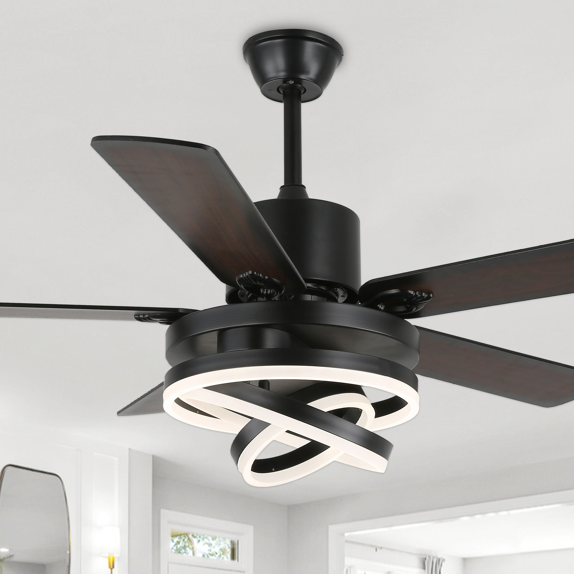 Wrought Studio™ 52 Inch DIY Shape Reversible Ceiling Fan With LED Light ...