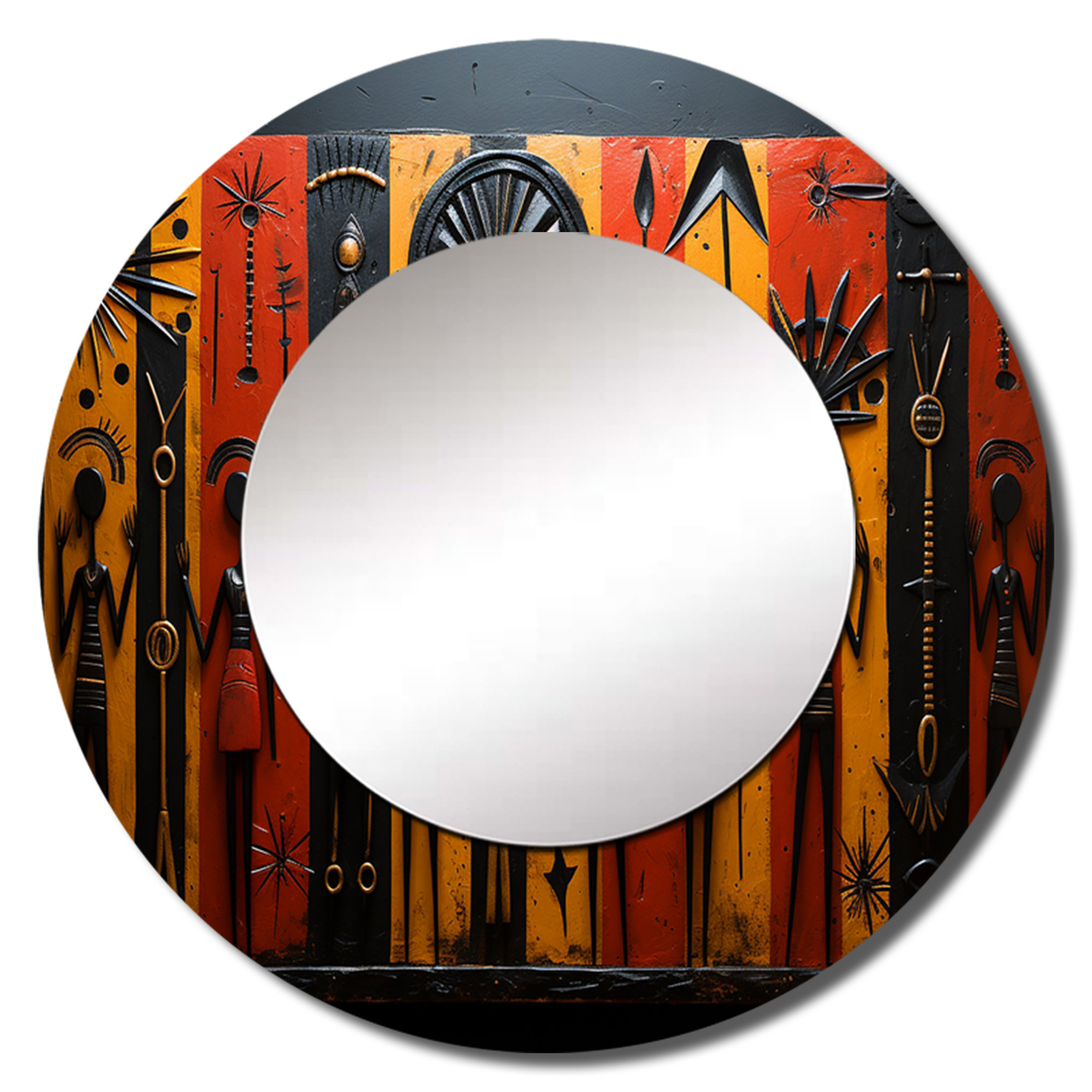 Design Art African Tribal Rhythms X - African Tribes Round Mirror Wall ...