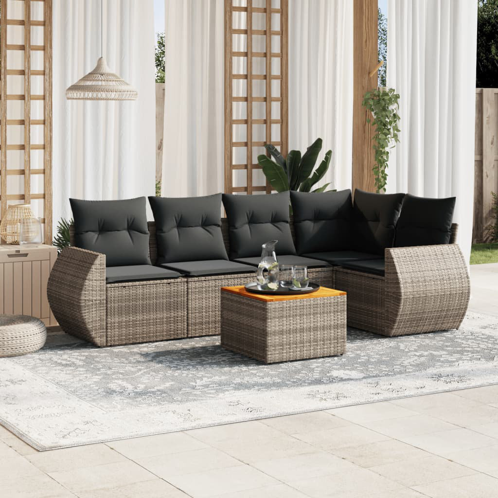 Vidaxl Garden Sofa Set Grey Pe Rattan Large Removable Covers Wayfair