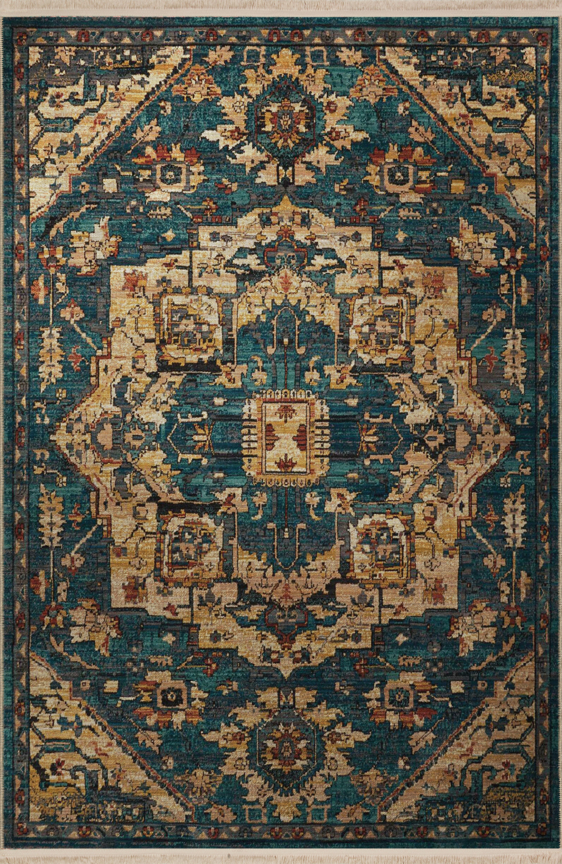 Bungalow Rose Petrol Green Themed Ethnic Traditional Motif Patterned ...