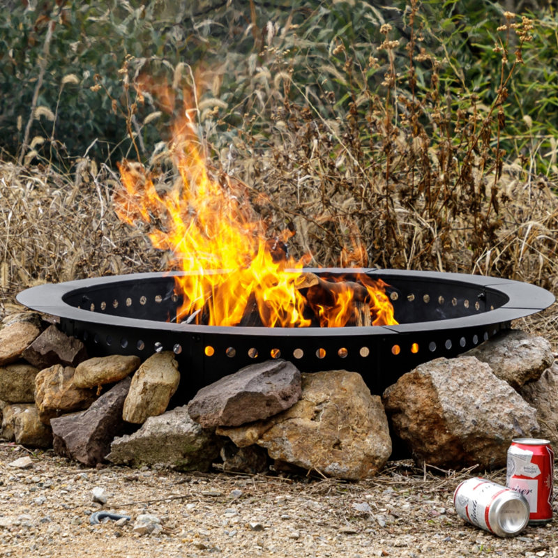 Arlmont & Co. Shaylee 42" W X 9" H Iron Outdoor Fire Ring, Wood Burning ...
