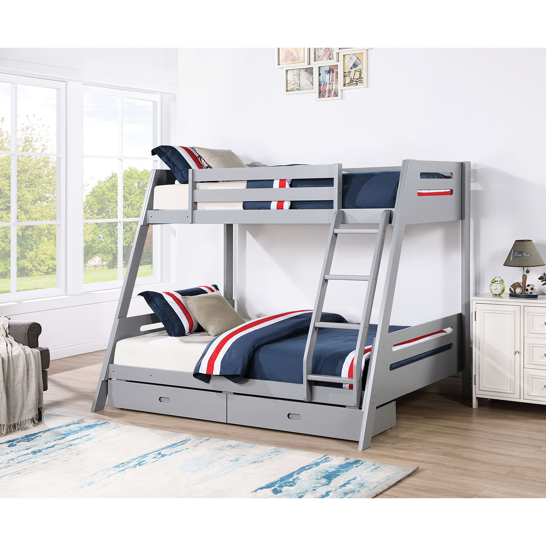 Latitude Run® Bunk Bed Of Transitional Style, Solid Wood Construction ...
