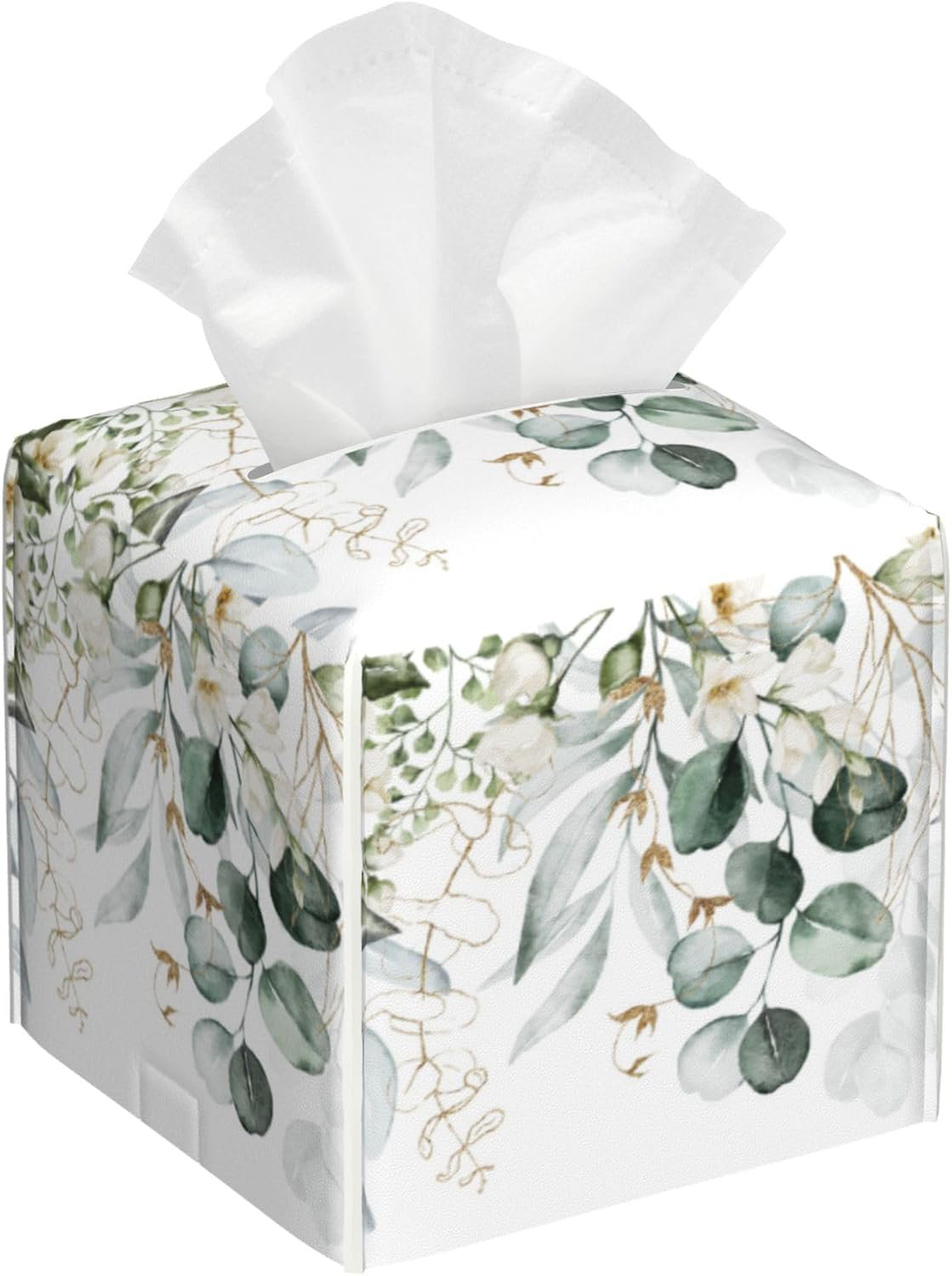 One Allium Way® Eucalyptus Leaves and Flowers Tissue Box Cover Square ...