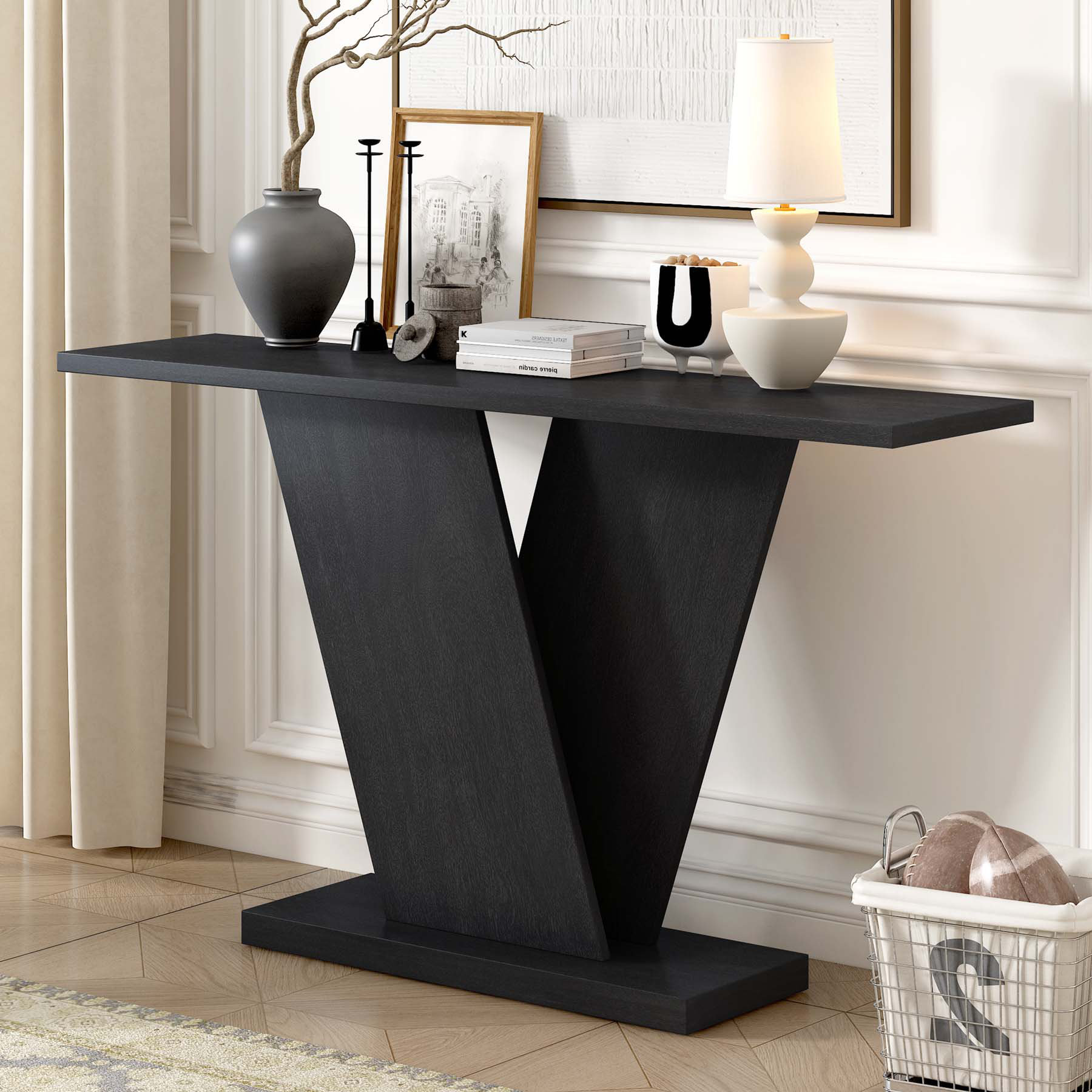 Latitude Run® Versatile Console Table with Natural Wood Veneer and ...