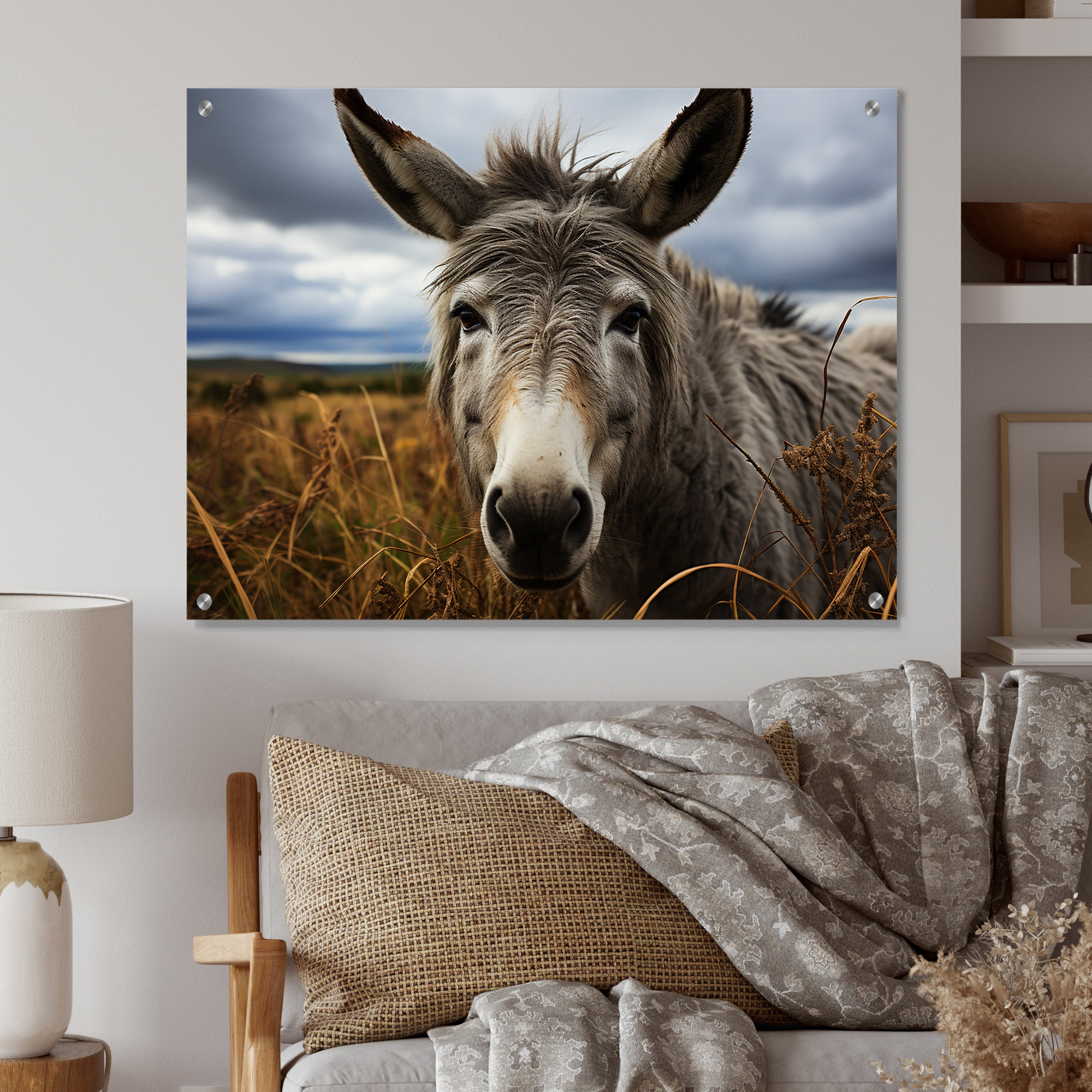 Design Art Grey Donkey Gentle Companion - Donkey Acrylic Wall Art For ...