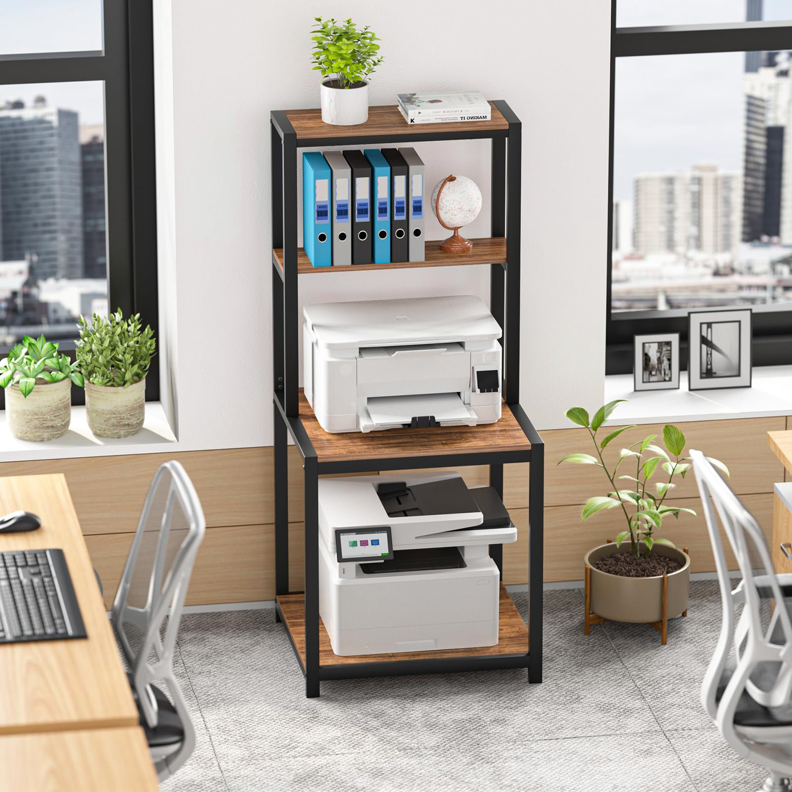 hongzhi Printer Stand With 4 Tier Storage Space, 49.2 Inch Large Tall ...