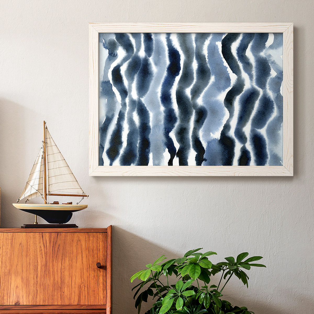 Wrought Studio™ True Blue Wave I- Rustic Framed Gallery Wrapped Canvas ...