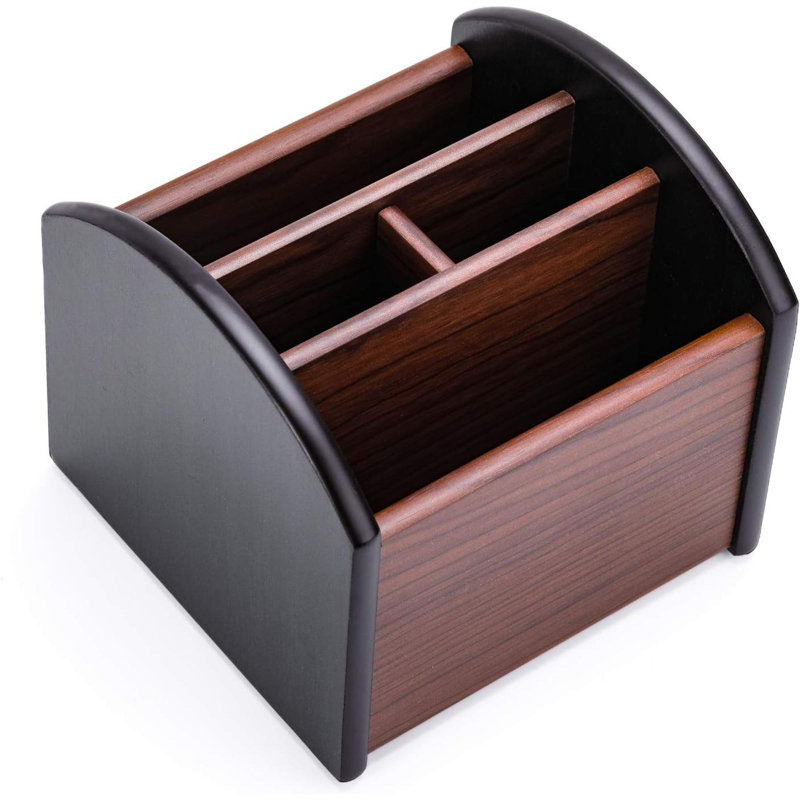 CasaHub Wood Remote Control Holder Remote Caddy Organizer With 4 ...