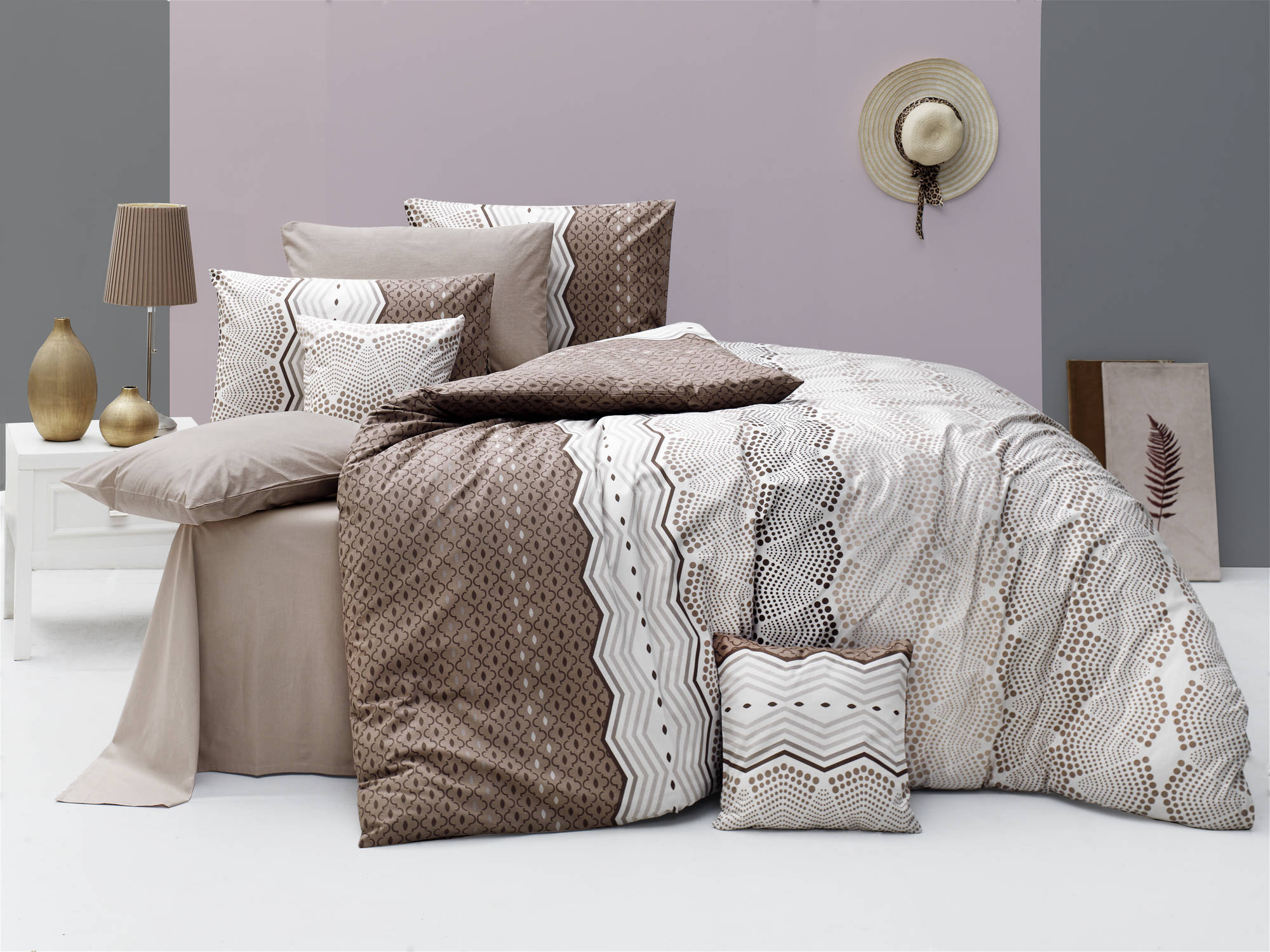 Asir Group INC Pettey Brown Cotton Cottage/Country Duvet Cover Set ...