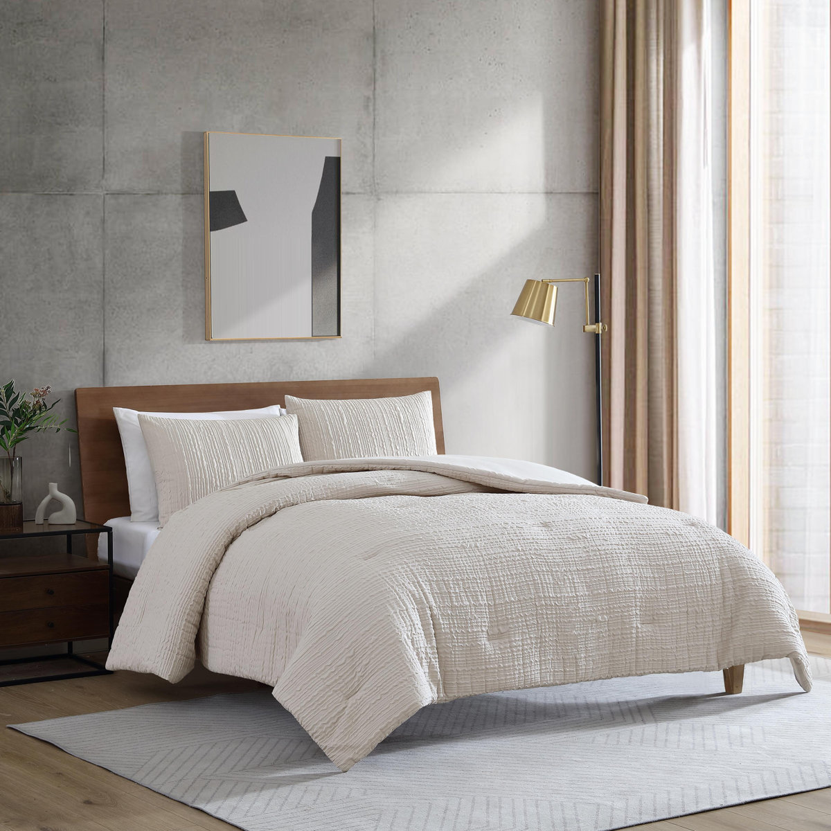 Kenneth Cole Serenity Wavy Lines Beige Comforter Set & Reviews | Wayfair