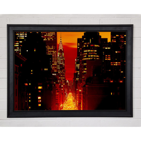 Ebern Designs Empire State Building Fire - Single Picture Frame Art ...