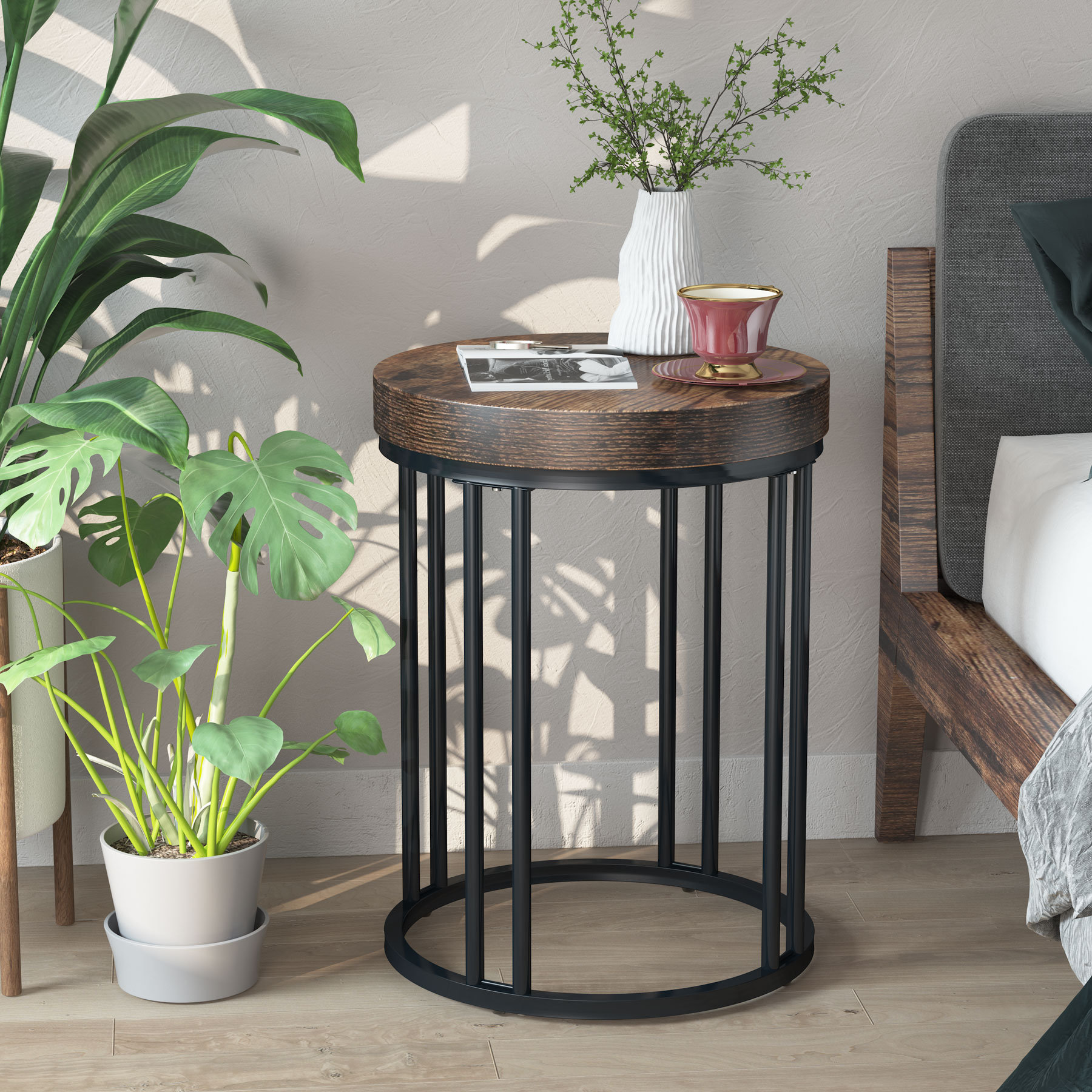 17 Stories Side Table Modern Nightstand Round Side End Accent Coffee ...