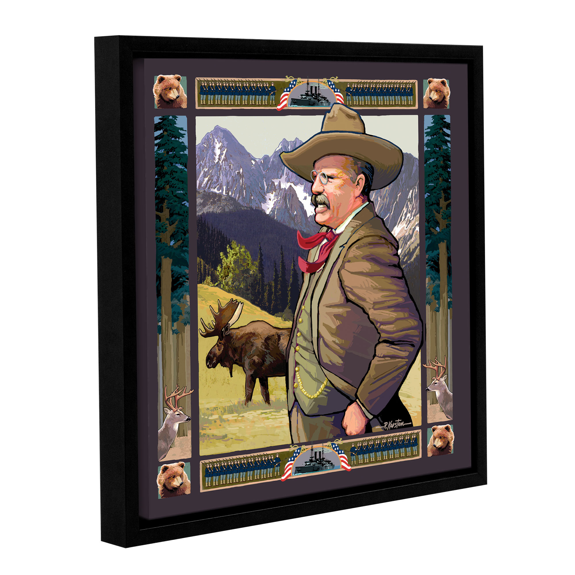 ArtWall Teddy Roosevelt by Rick Kersten Framed Graphic Art on Wrapped ...