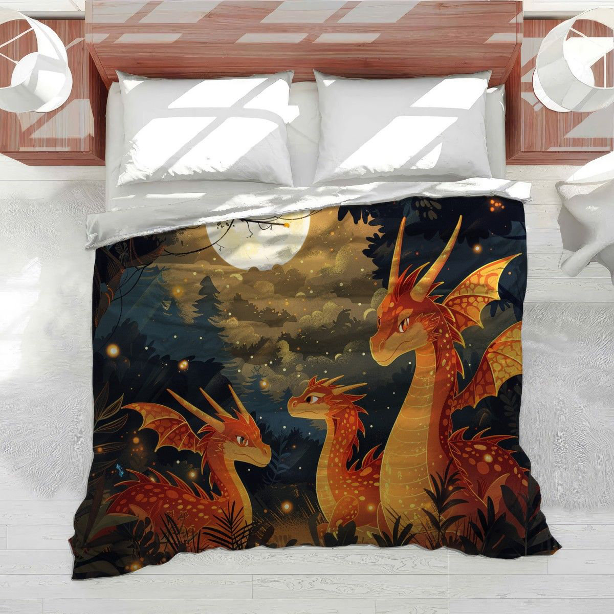 VisionDecor Dragons Bedding Fantasy Comforter Starry Night | Wayfair