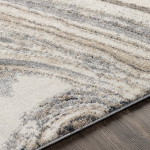 Etta Avenue™ Electra Abstract Cream/Khaki/Gray/Medium Gray Area Rug ...