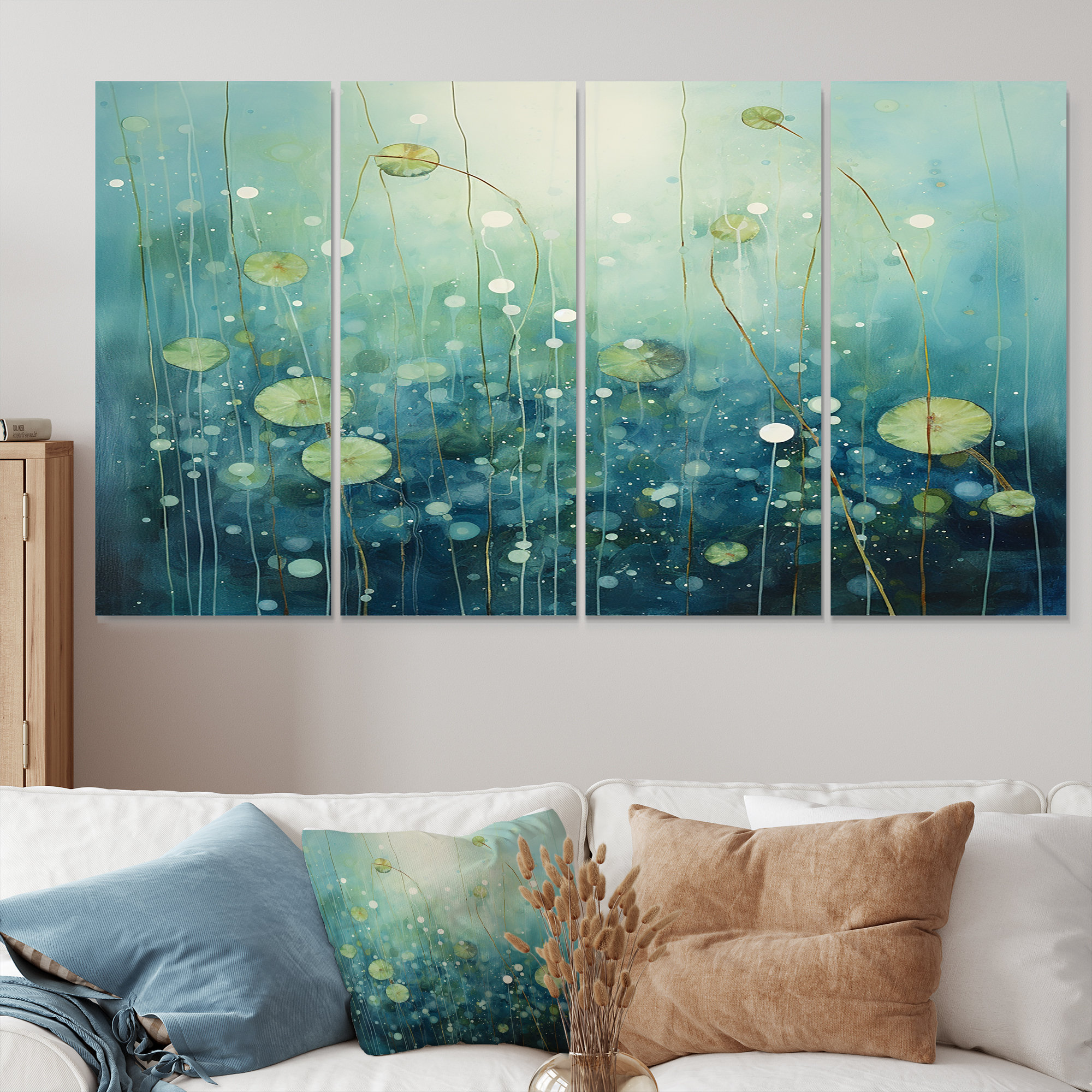 Design Art Sunset Forest Leaves Vintage Blue - Botanicals Wall Art For ...