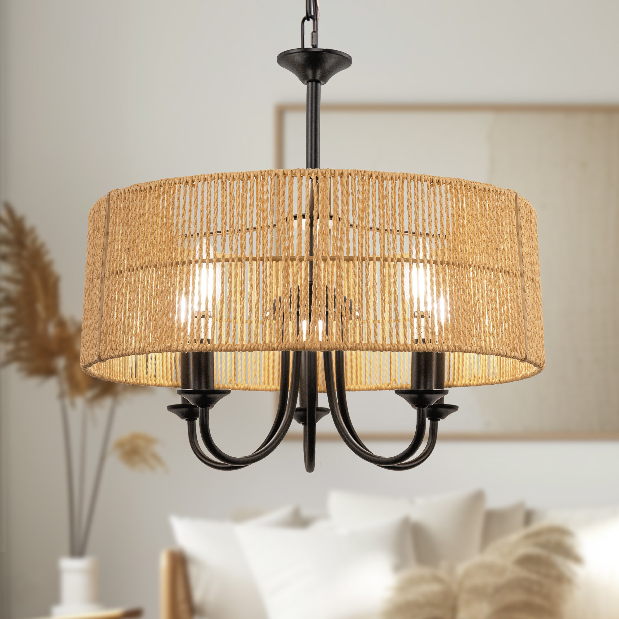 Bayou Breeze Calaya 5 - Light Dimmable Drum Chandelier | Wayfair