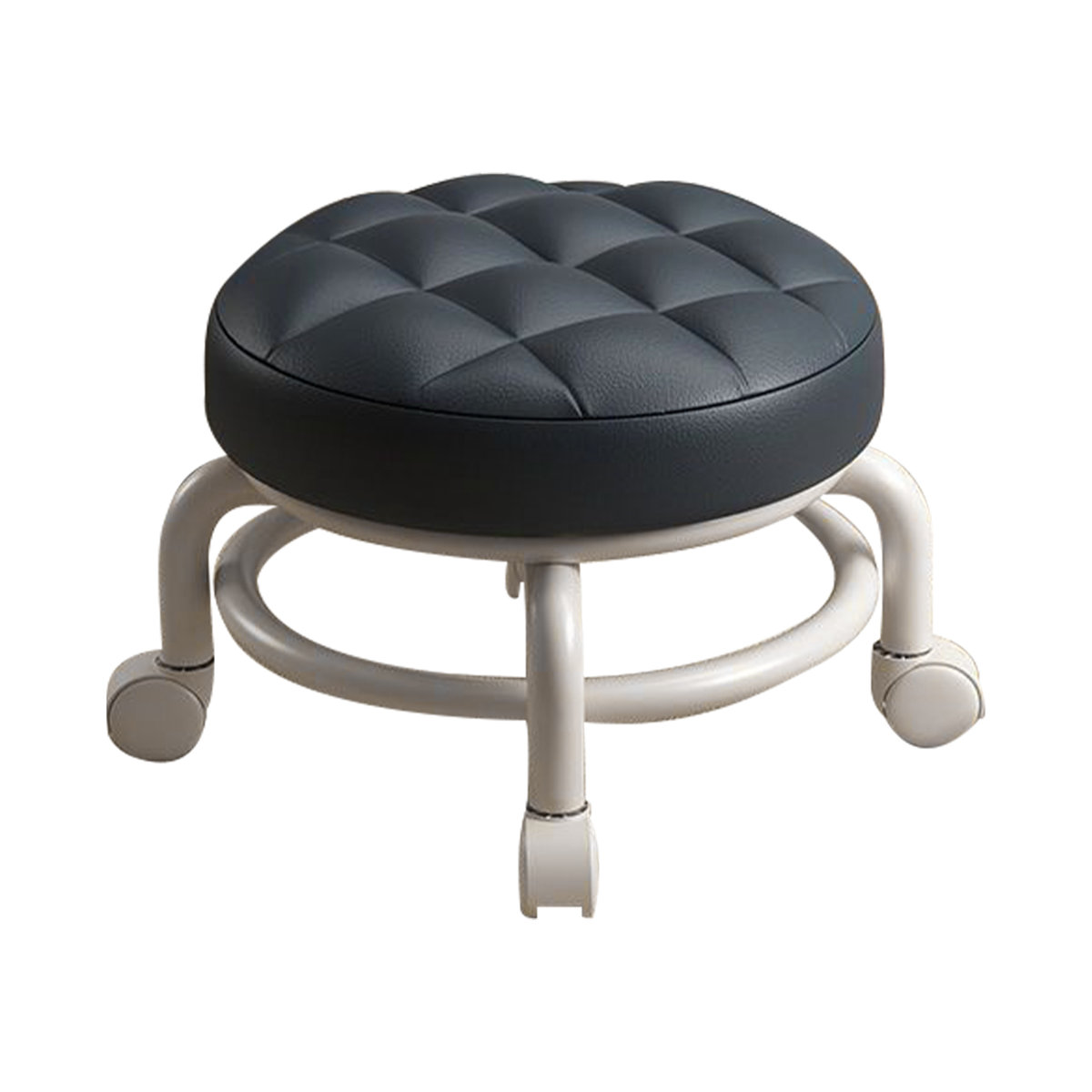 Winston Porter Heavy-Duty Shoe Stool Faux Leather Metal Legs 360 Degree ...