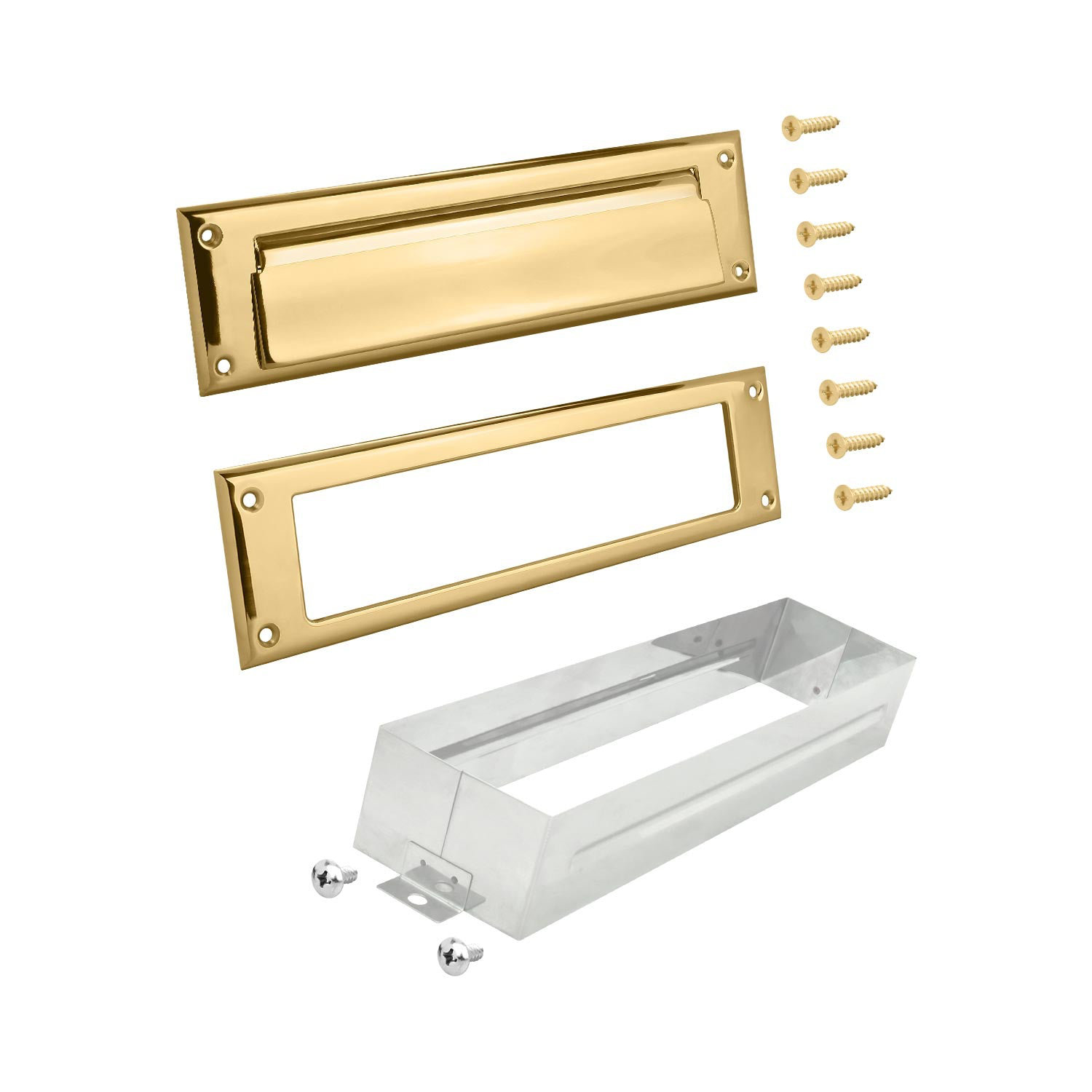 Nuk3y Solid Brass Mail Slot with Sleeve 10" x 3", | Wayfair