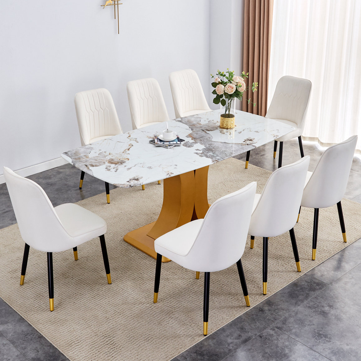Everly Quinn Table And Chair Set.71"X35.4"X30" Luxurious Pandora ...
