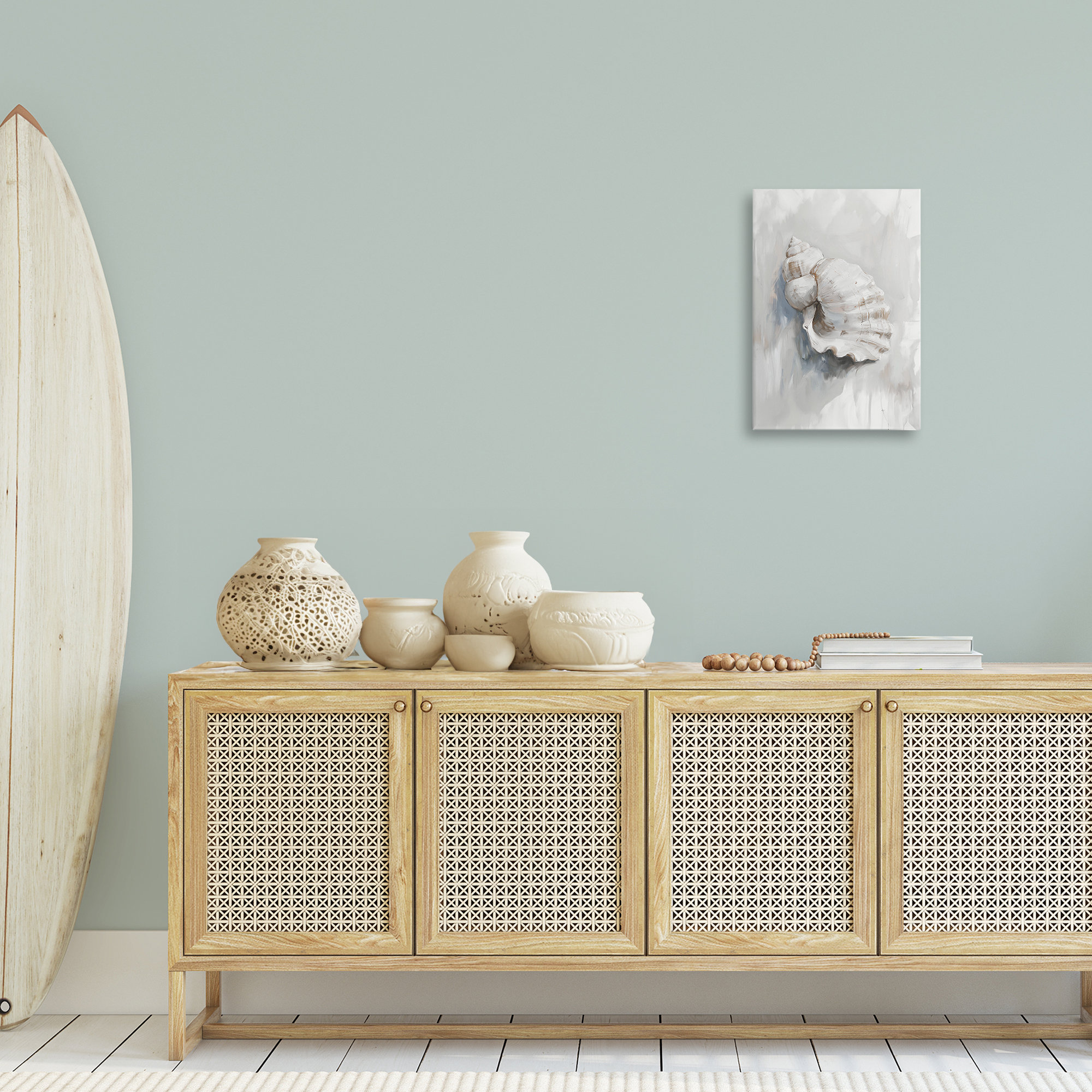 Highland Dunes Neutral Curved Seashell Canvas, design by Ramona Murdock ...