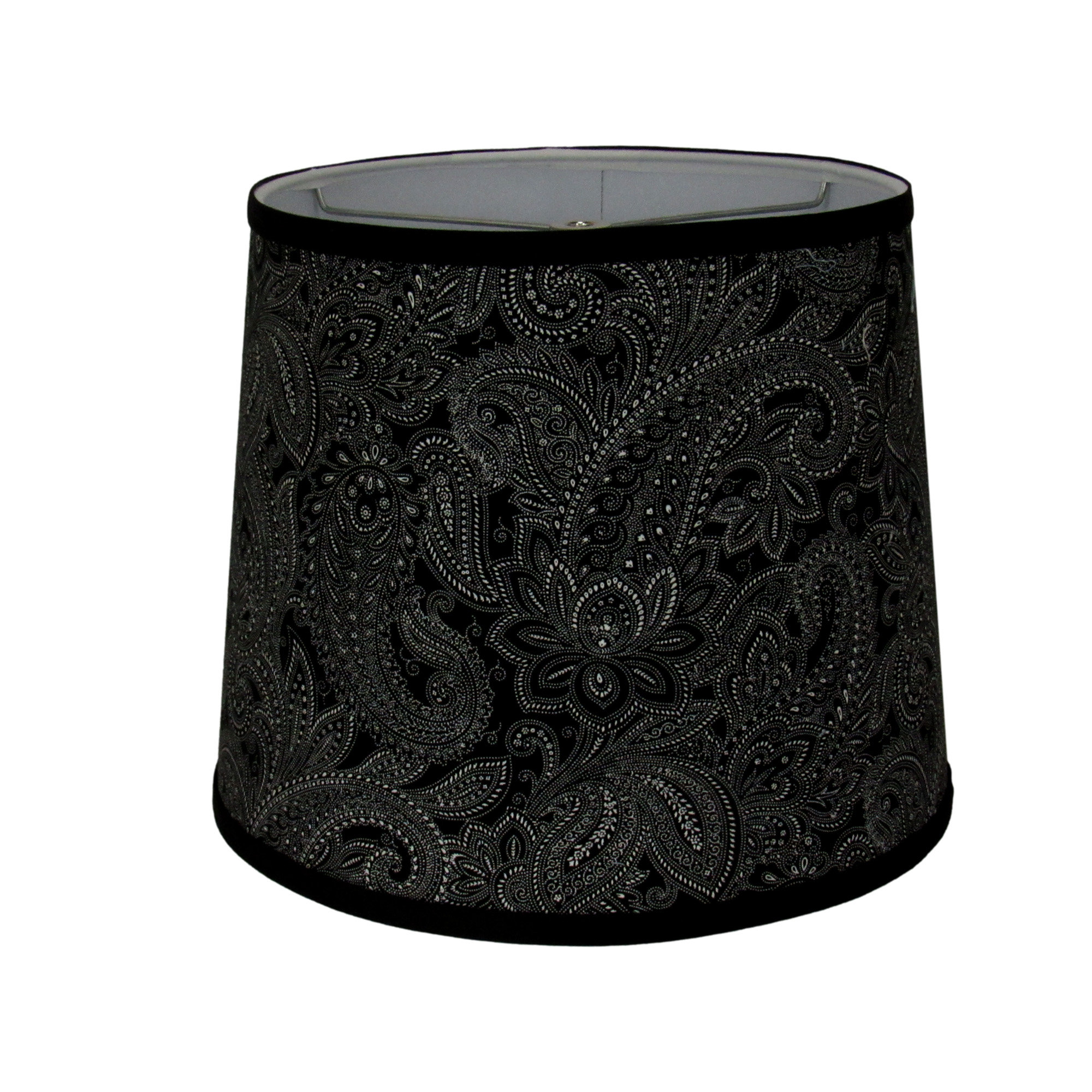 Alcott Hill Black Paisley Drum Lamp Shade – Elegant Floral Pattern With ...