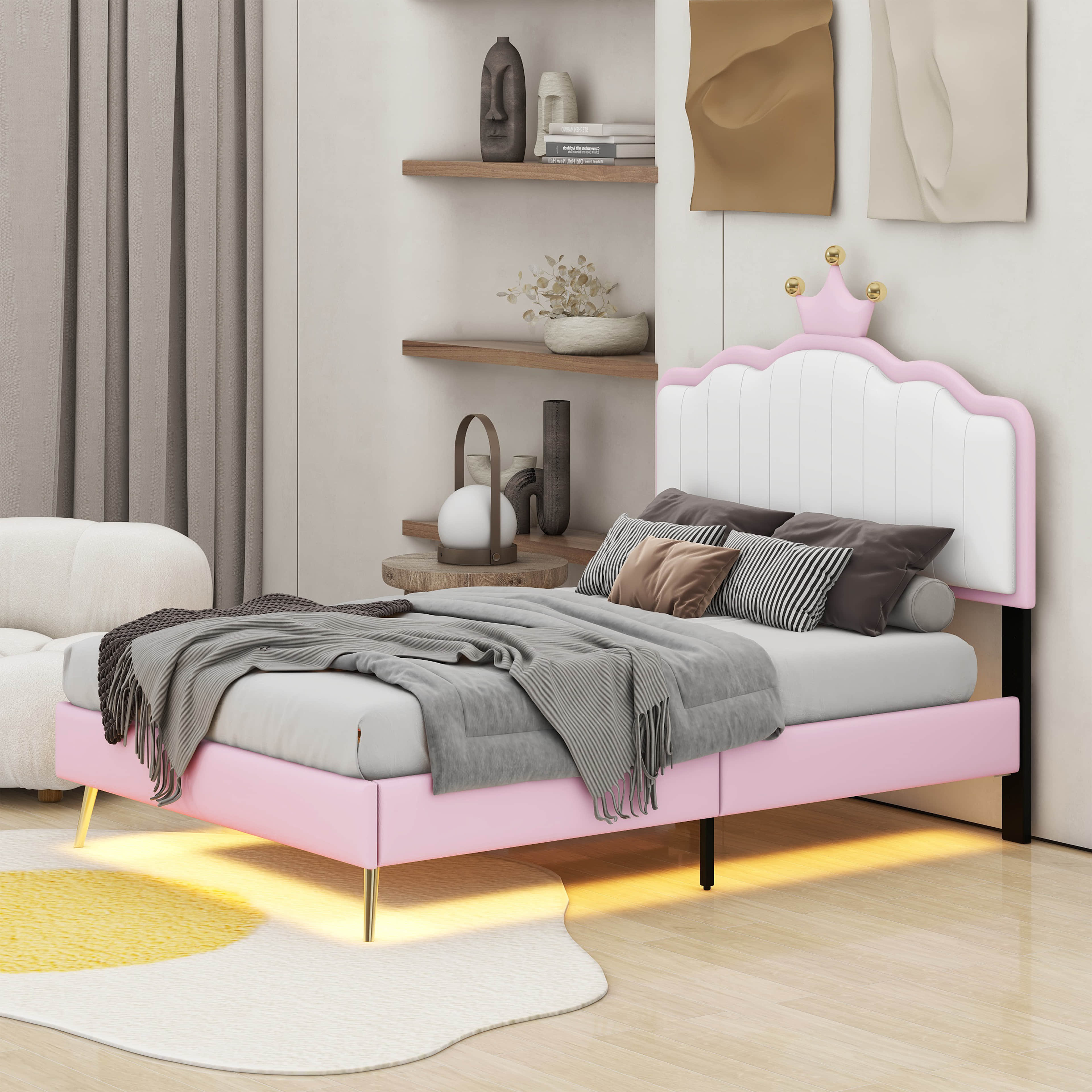 Gemma Violet Clintonpark Upholstered Princess Bed With Crown Headboard ...