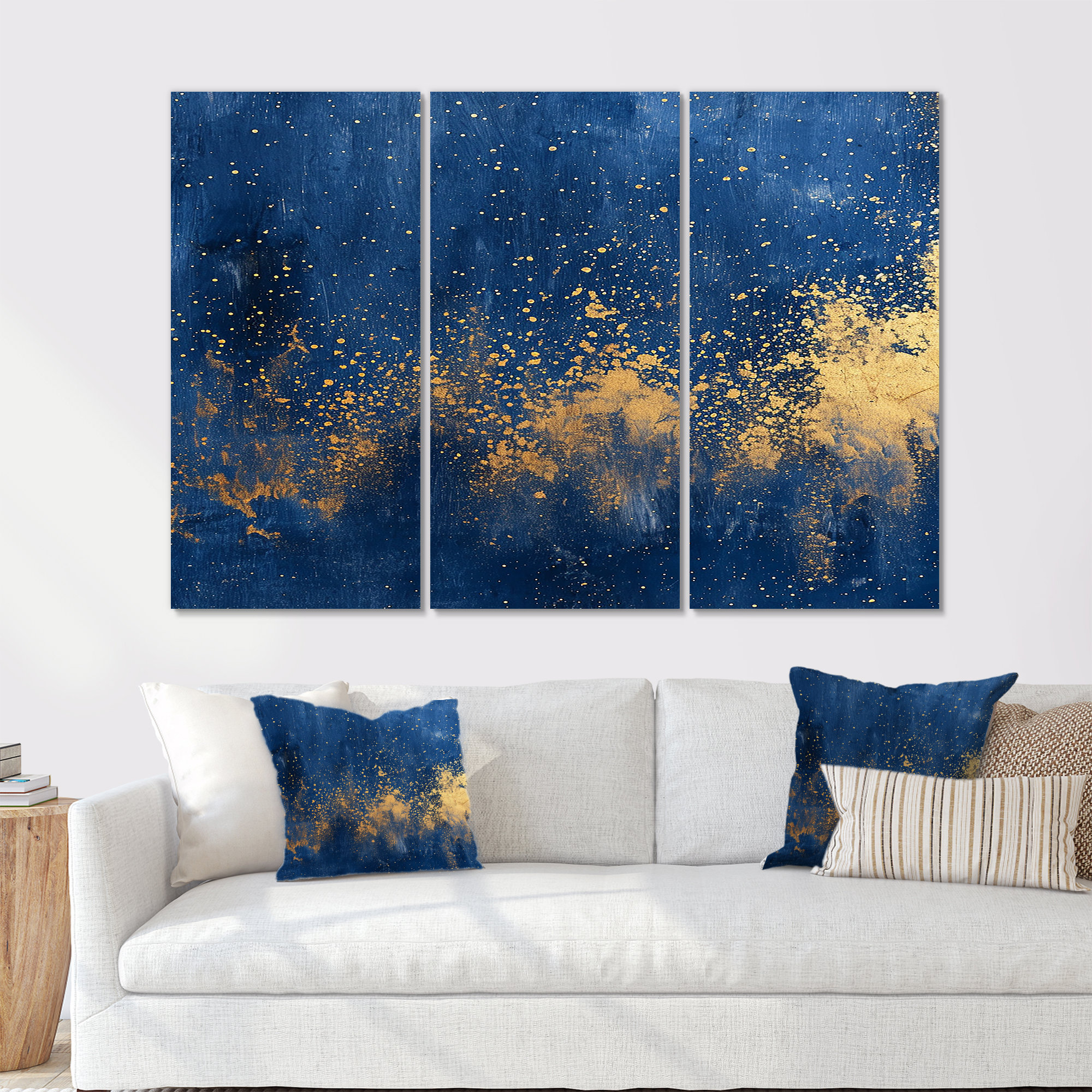 Ivy Bronx Golden Starry Night - Abstract Wall Art Print Set | Wayfair