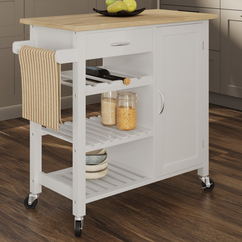 Red Barrel Studio® Chaparral Kitchen Island with Towel Rack and Shelves ...