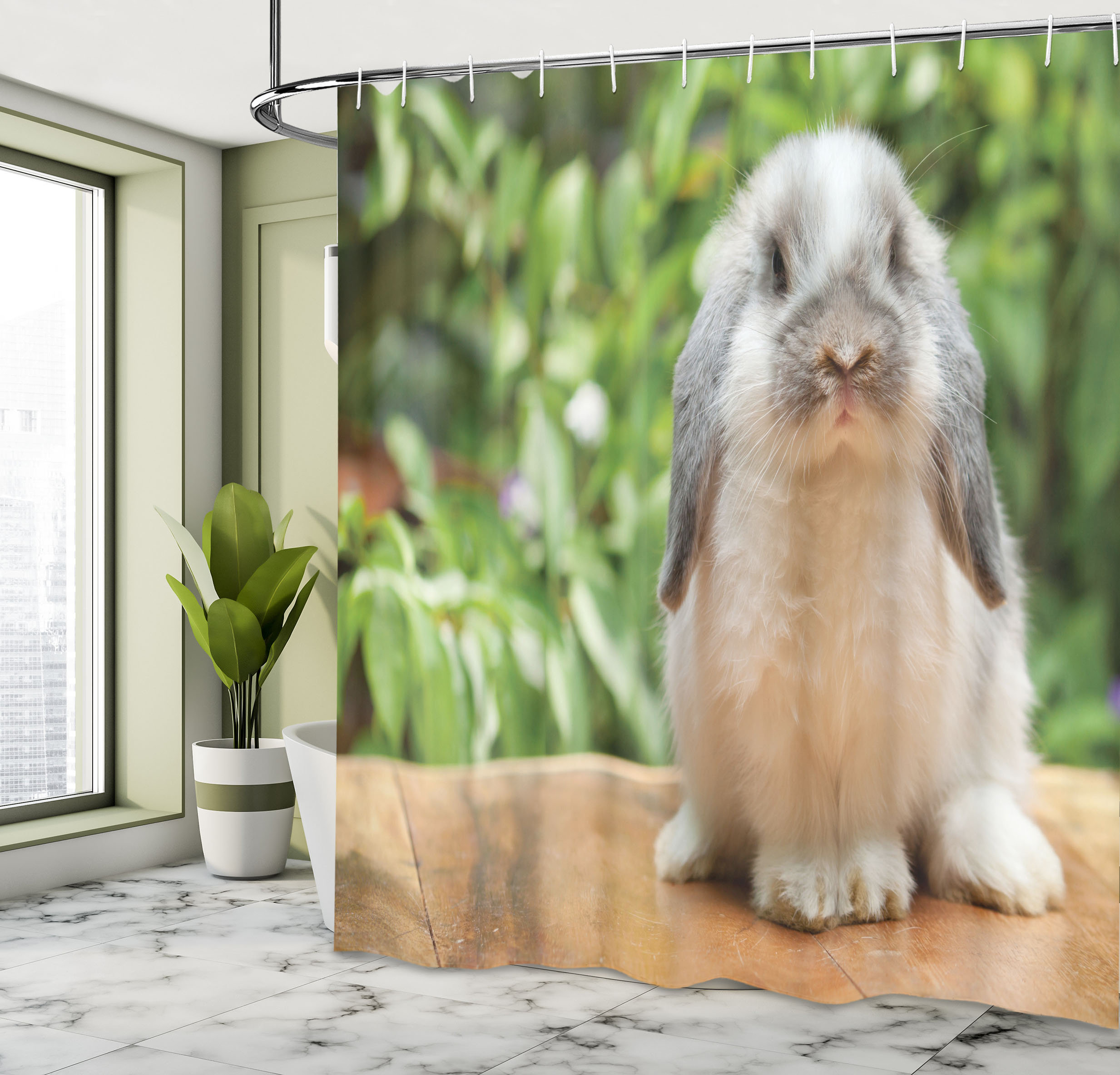 East Urban Home Bunny Shower Curtain Photo of Holland Lop Rabbit ...