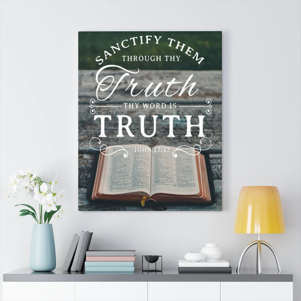 Blue Elephant Thy Word Is Truth - Wrapped Canvas Print | Wayfair.co.uk