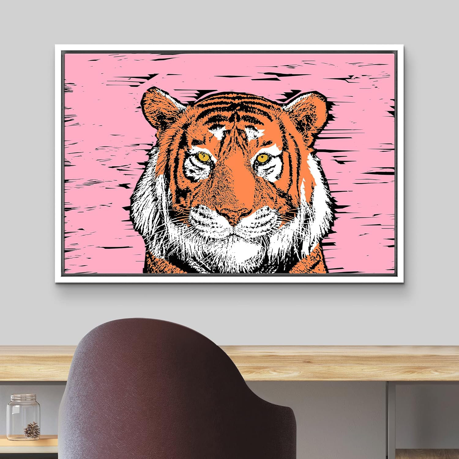 IDEA4WALL Bright Preppy Animals " Tiger On Pink Pop Animals " on | Wayfair