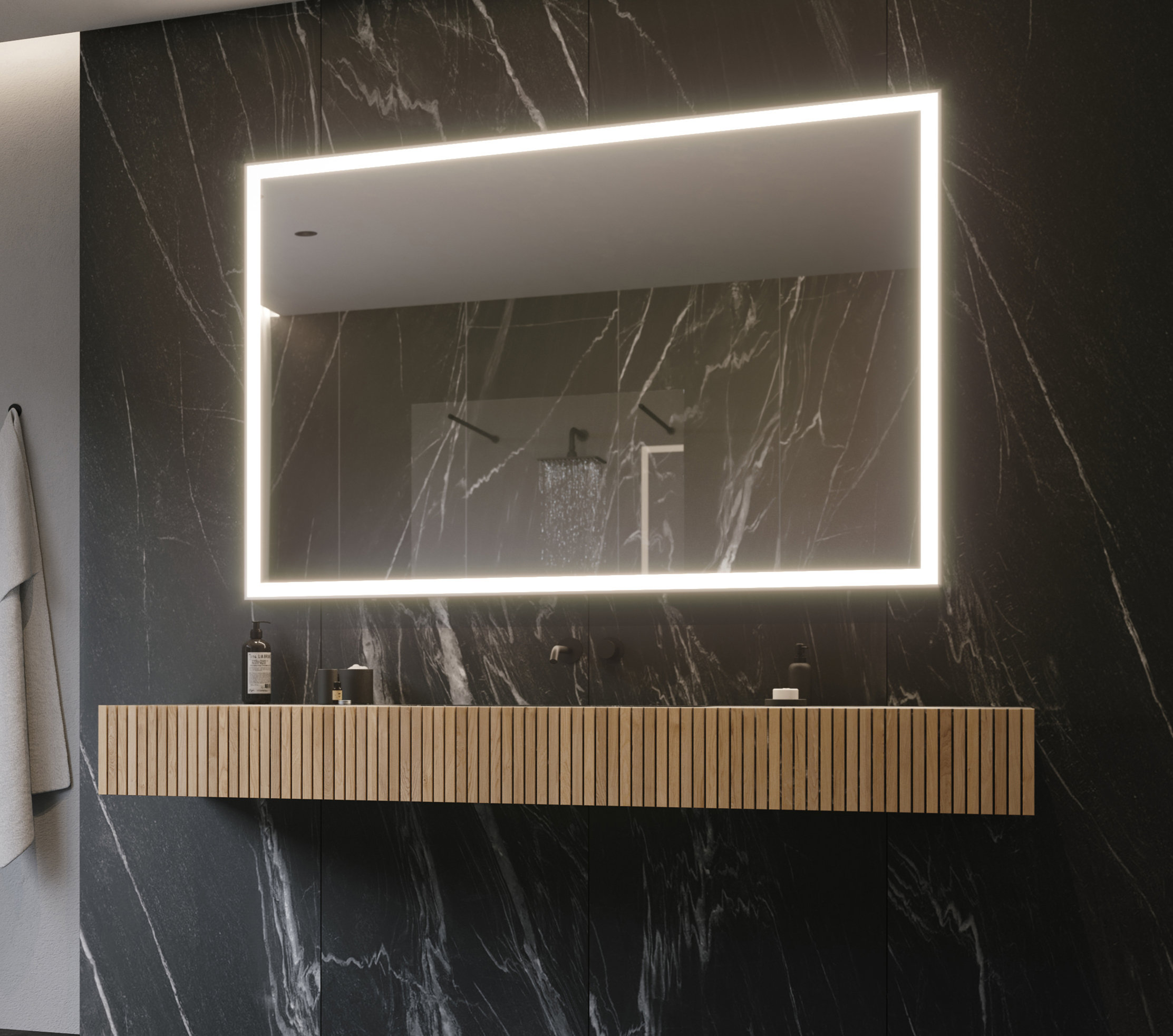 IBMIRROR Rectangle Galaxy LED Lighted Mirror Dimmable 3000K | Wayfair