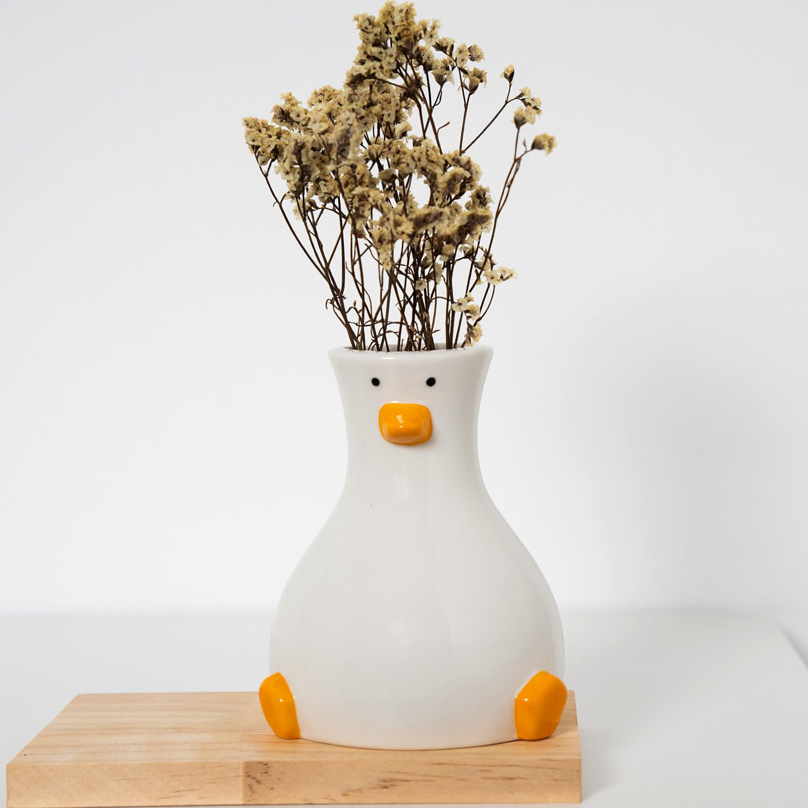 George Oliver Handcrafted Ceramic Duck Vase,White Modern Flower Vase ...