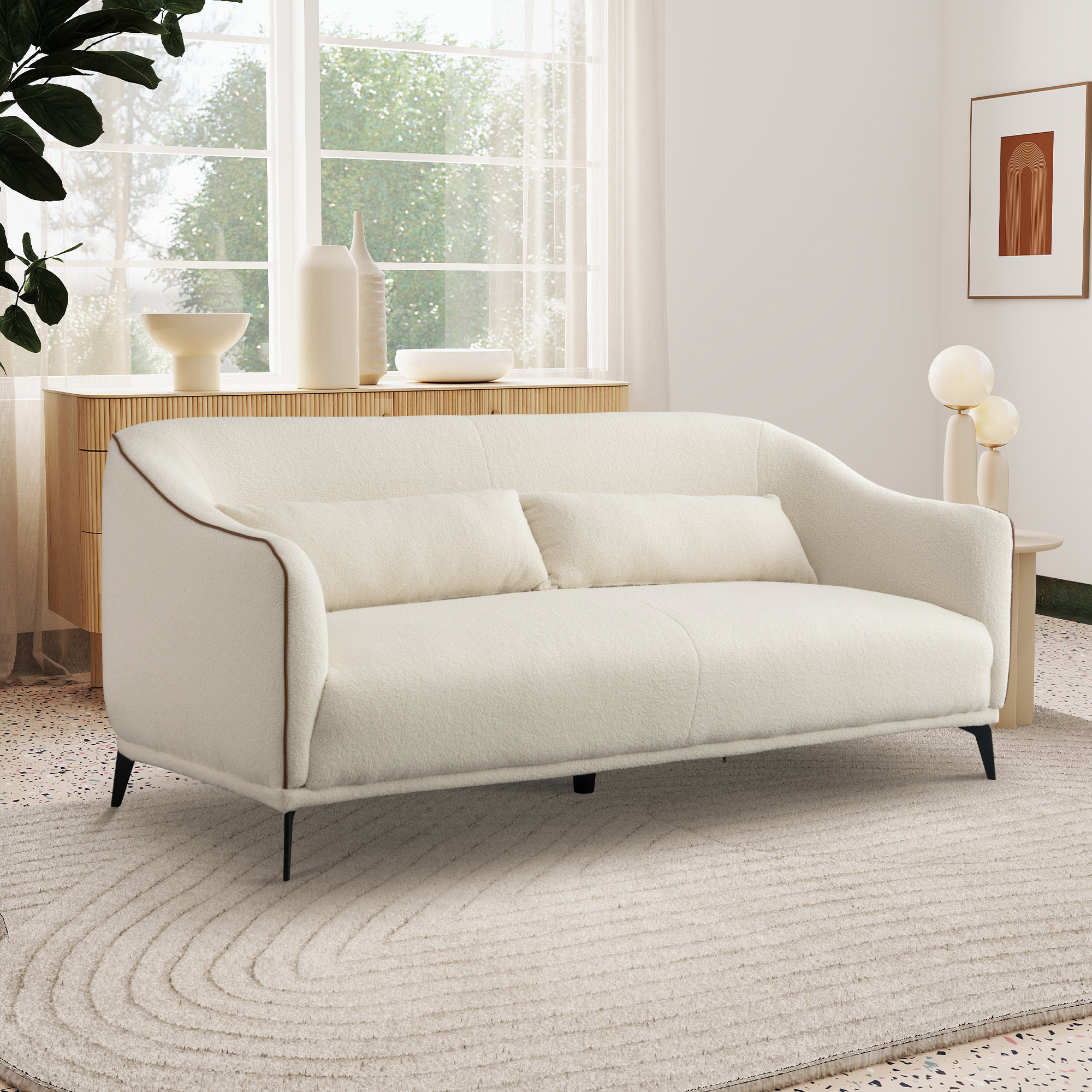 House of Hampton® Gared 76'' Wide Modern Delicate Soft Upholstered ...