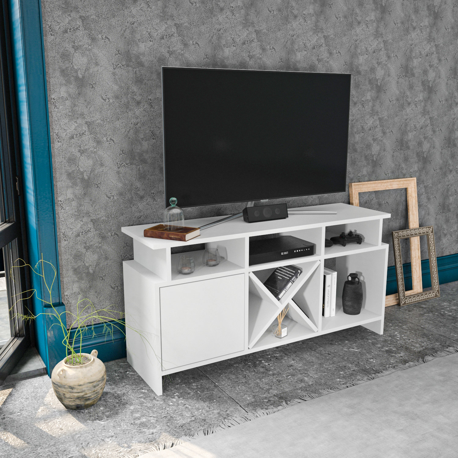 Ebern Designs Nune Geometric TV Stand for TVs up to 55" | Wayfair