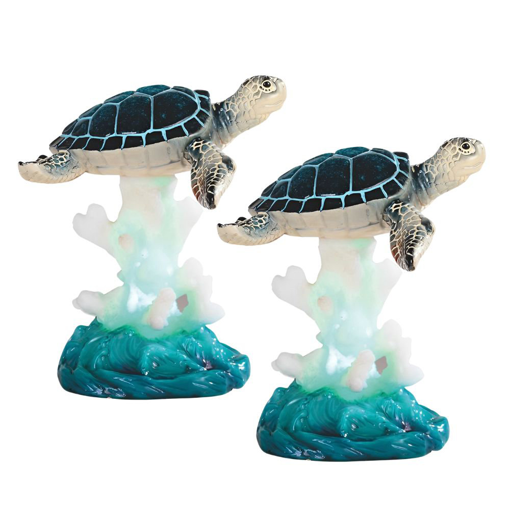 Bay Isle Home™ "2-PC Set" ICE ARMOR 5.5"H Blue Sea Turtle on Coral with ...