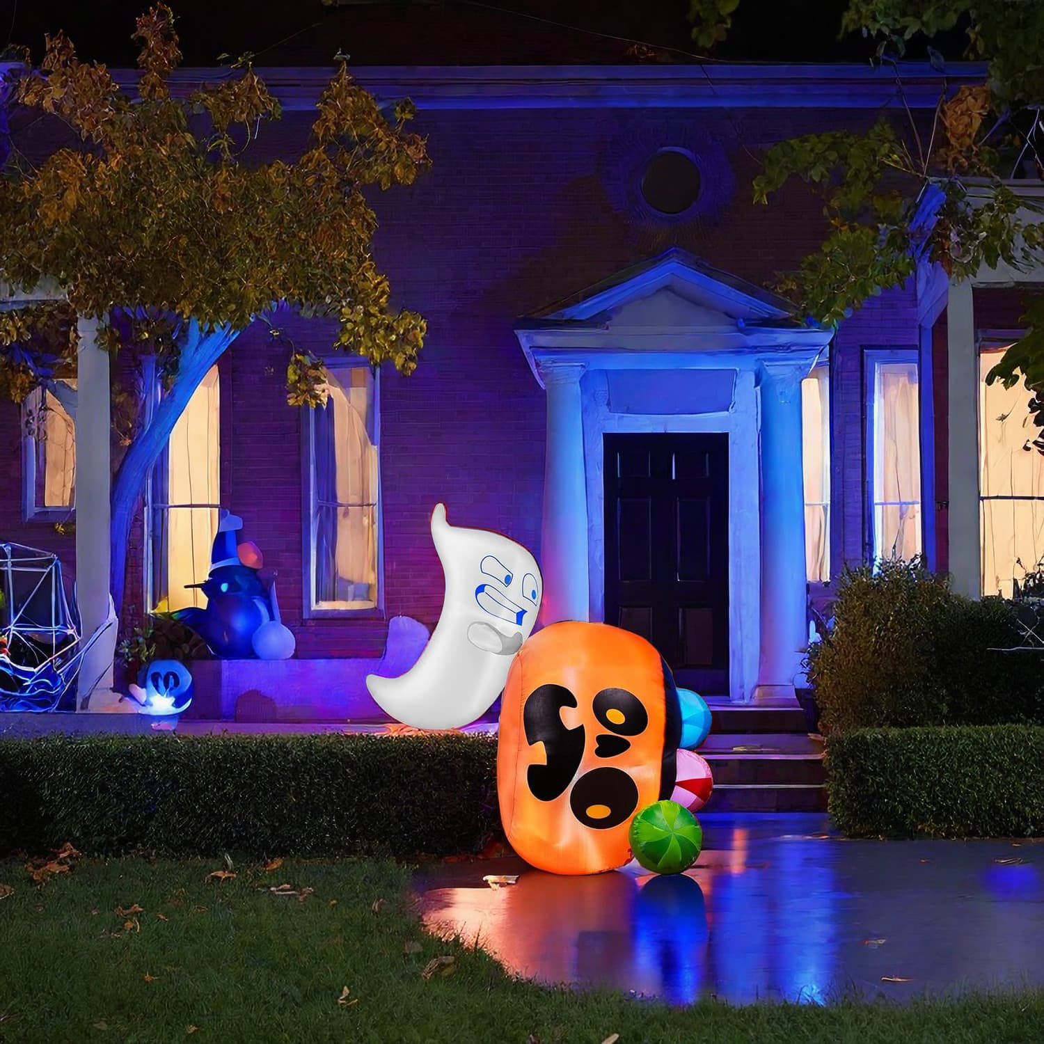 The Holiday Aisle® 5FT Halloween Inflatable Naughty Ghost Candy Bag ...