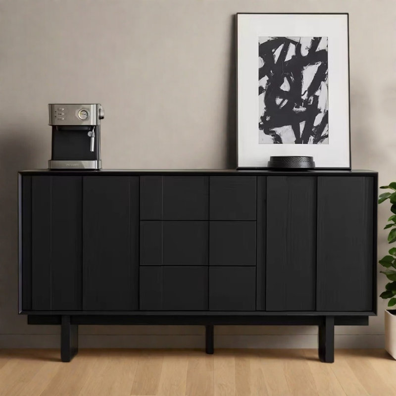 NICECABINET Simple Modern Black Wooden Sideboard | Wayfair