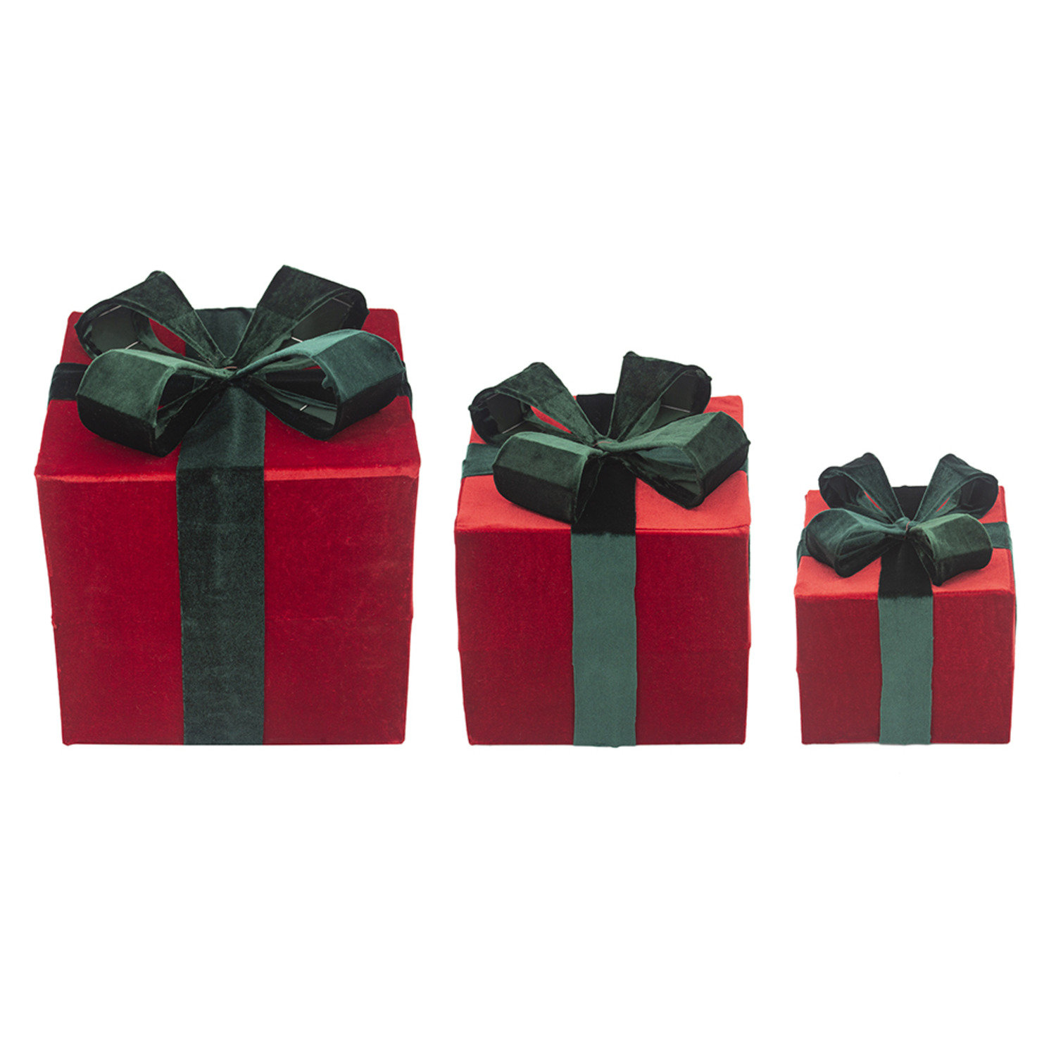The Holiday Aisle® Flannel Gift Box - Set of 3 - Red, Green | Wayfair