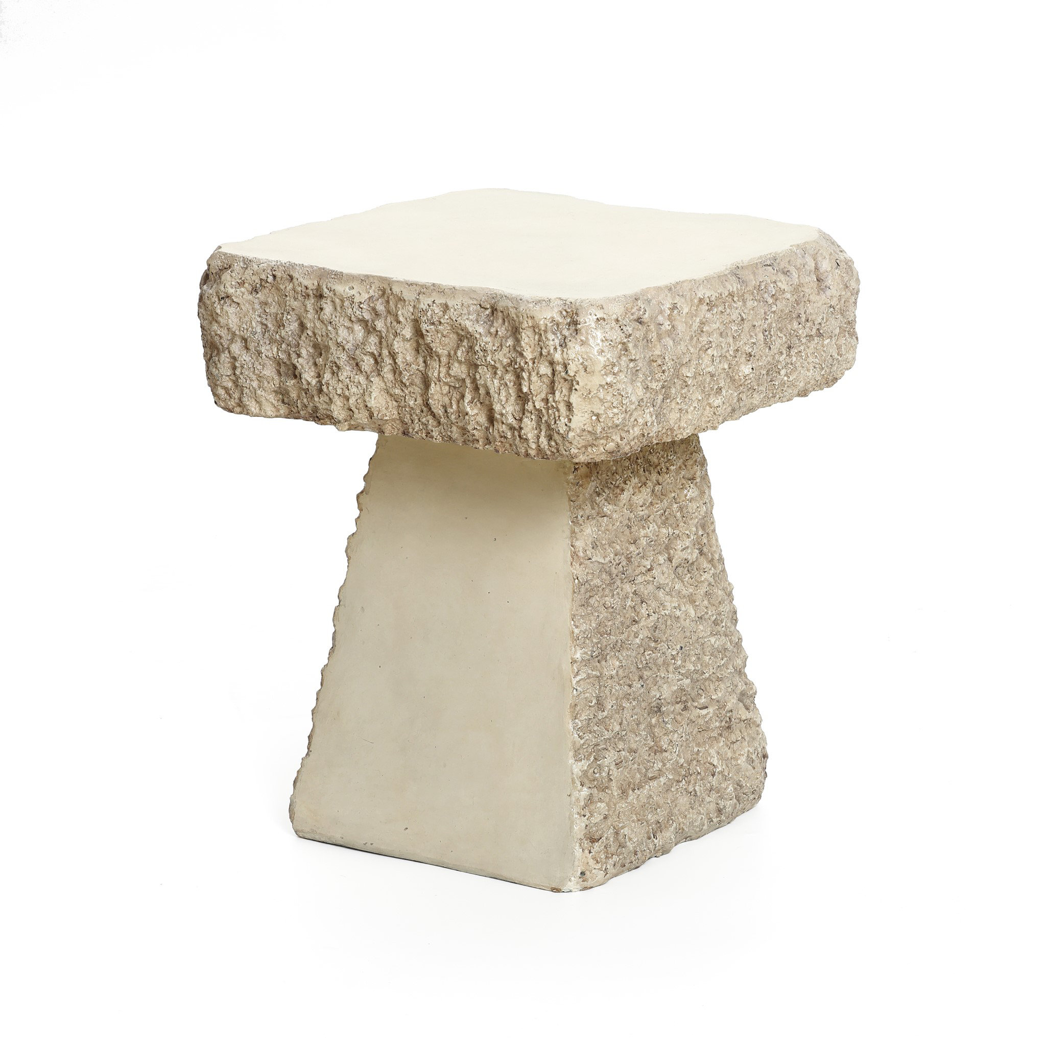 Union Rustic Off-White Rock Square 18-Inch Tall Cement Side Table ...