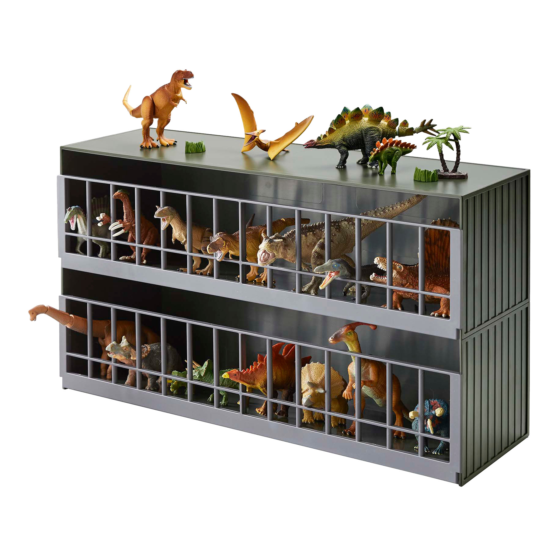 Yamazaki Home Two-Tier Toy Dinosaur and Animal Display Storage Rack ...