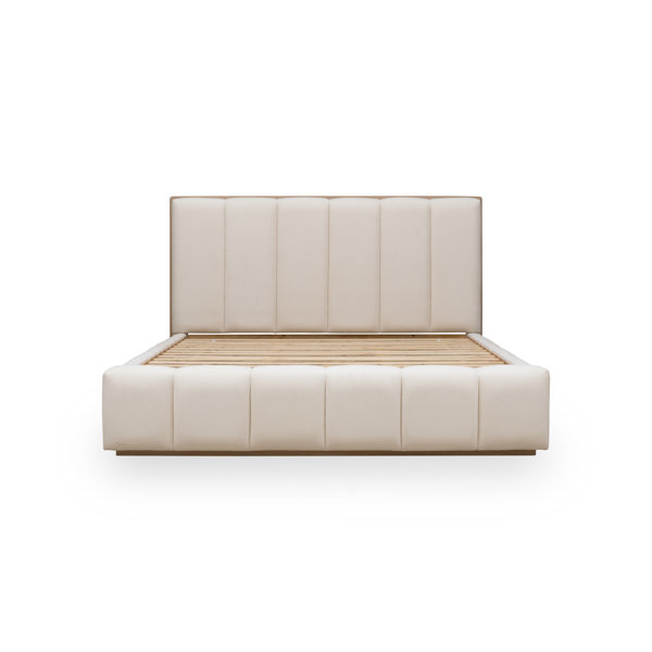 Modus Gardenia Wood Frame Upholstered Platform Bed In Cotton And Chai ...