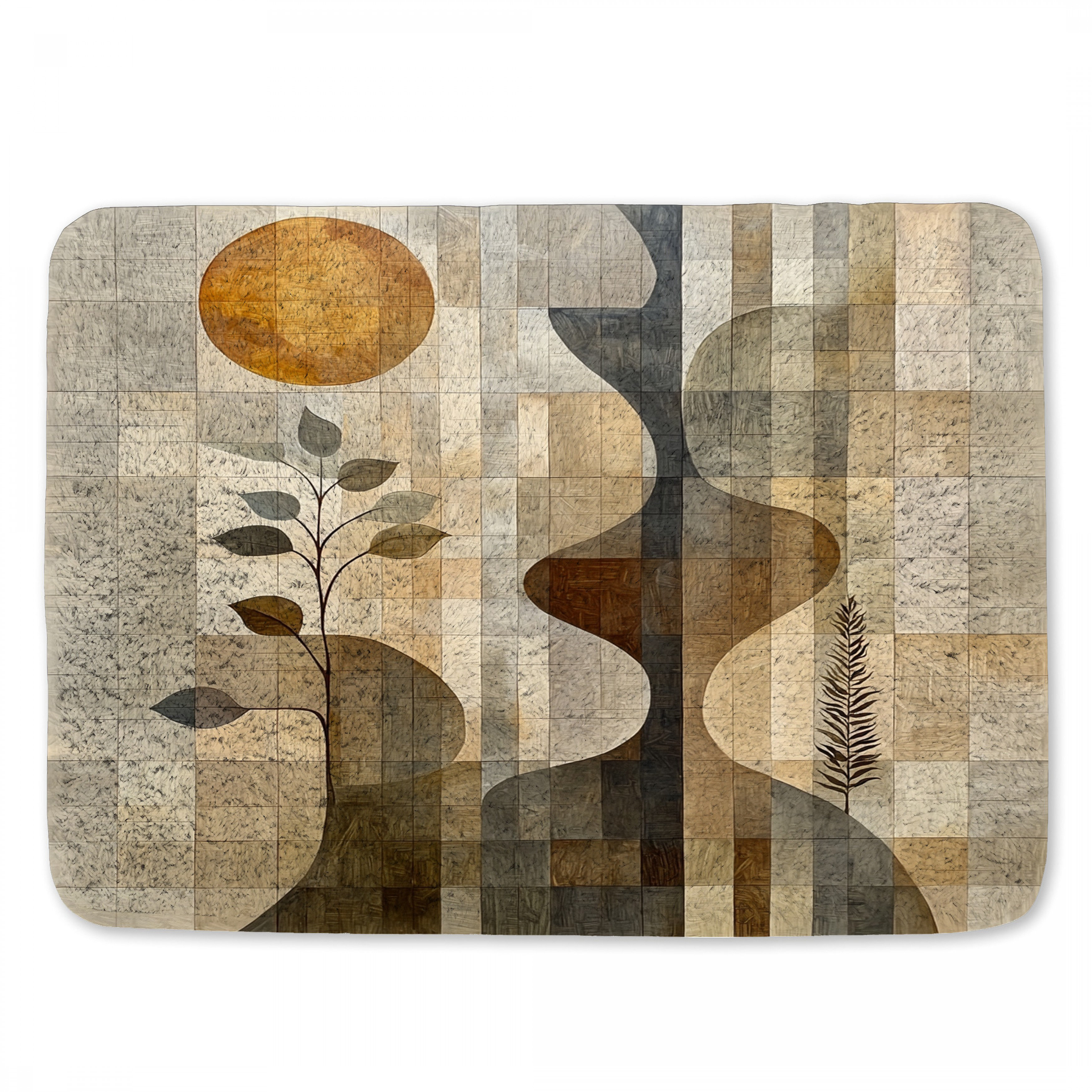 George Oliver Sun Bath Mat Abstract Bathroom Decor Japandi | Wayfair