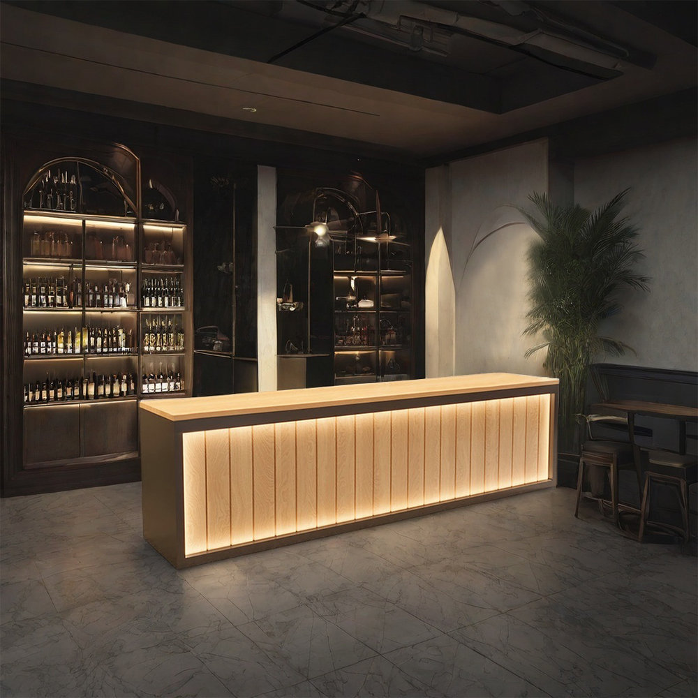 NBNKK Reception desk Counter bar - Ectangular Vintage Bar Counter and ...