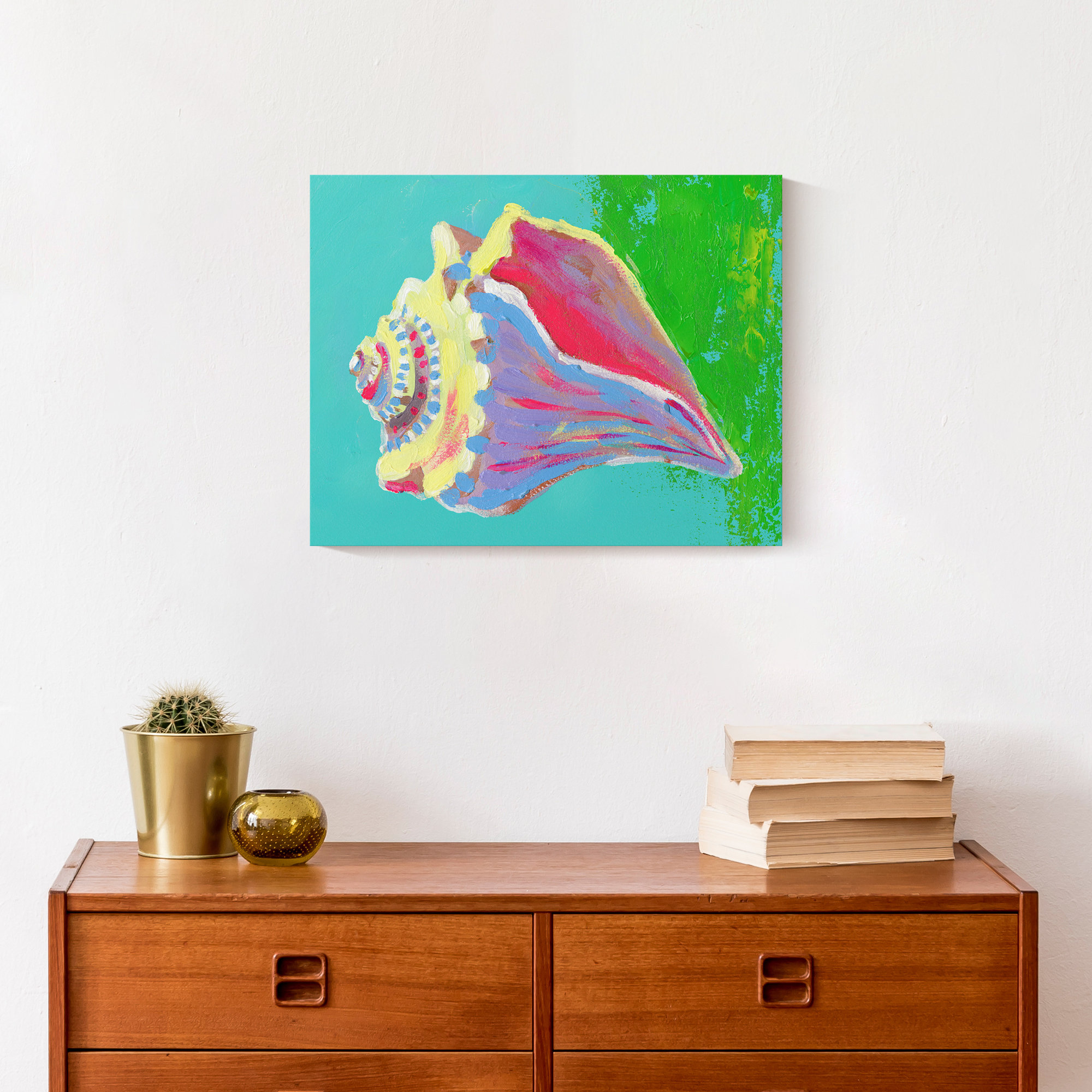 Highland Dunes Bright Sea Shell On Canvas Print | Wayfair