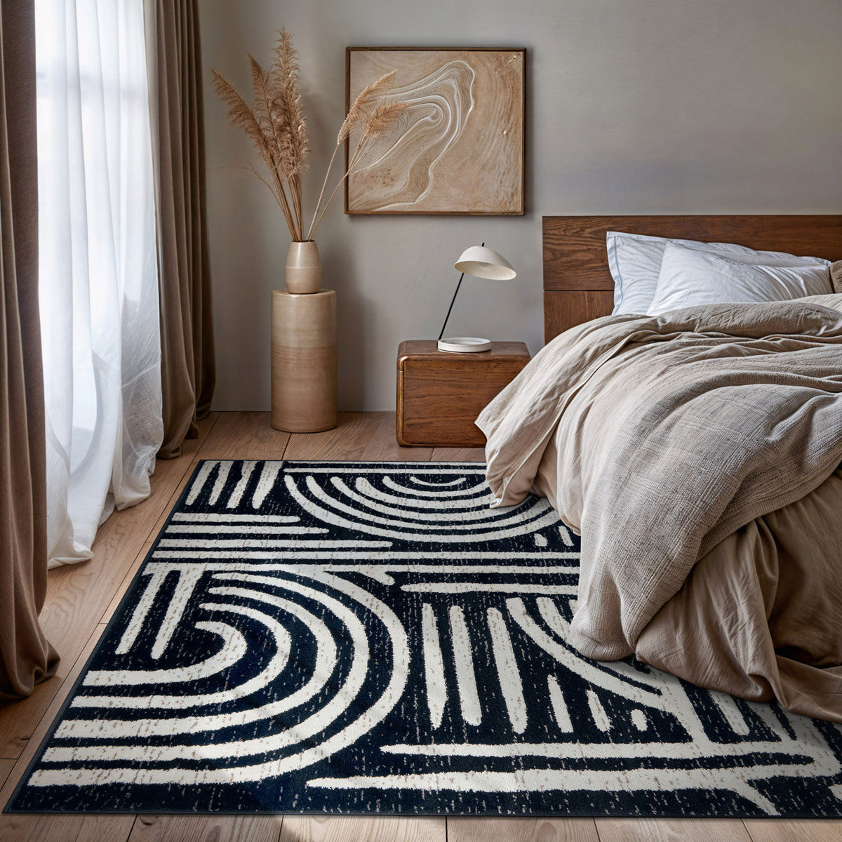 Wrought Studio™ Contemporary Lines Area Rug | Wayfair