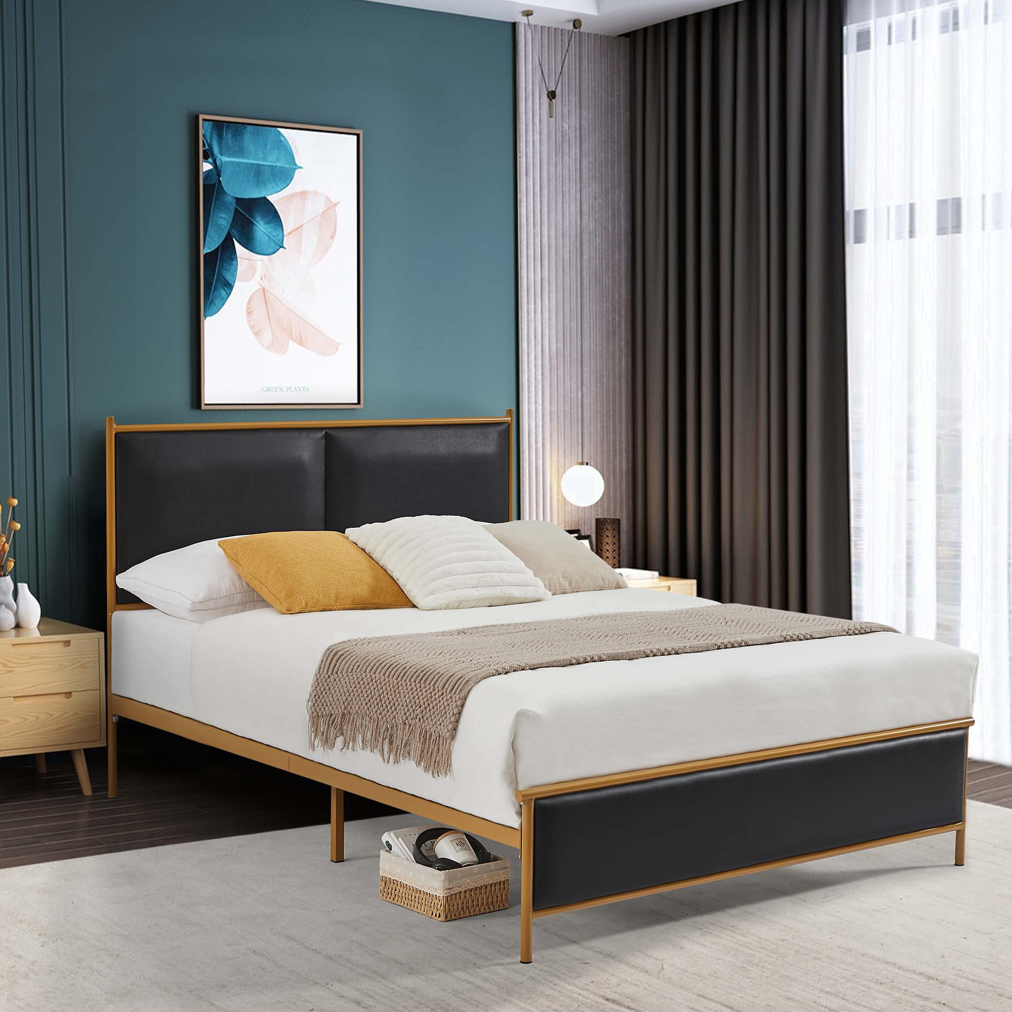 Mercer41 Classic steamed bread shaped backrest, metal frame, solid wood ...